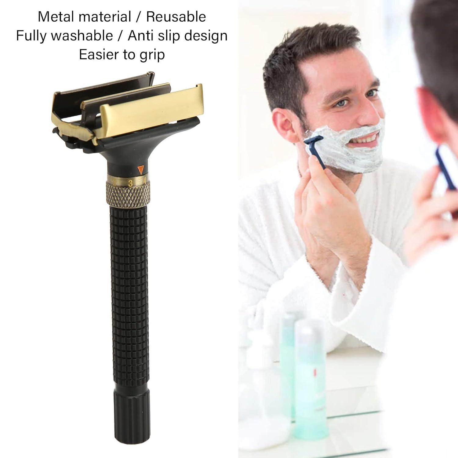 Double Edge Safety Trimmer - Reusable Metal Men's Trimmer with Easy ...