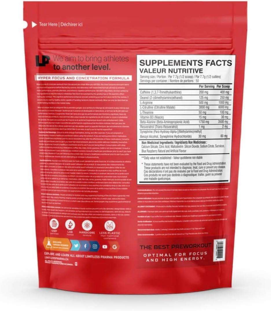 Limitless Pharma Blow Pre Workout Powder | Increased Energy Nitric Oxide Booster Enhanced ...
