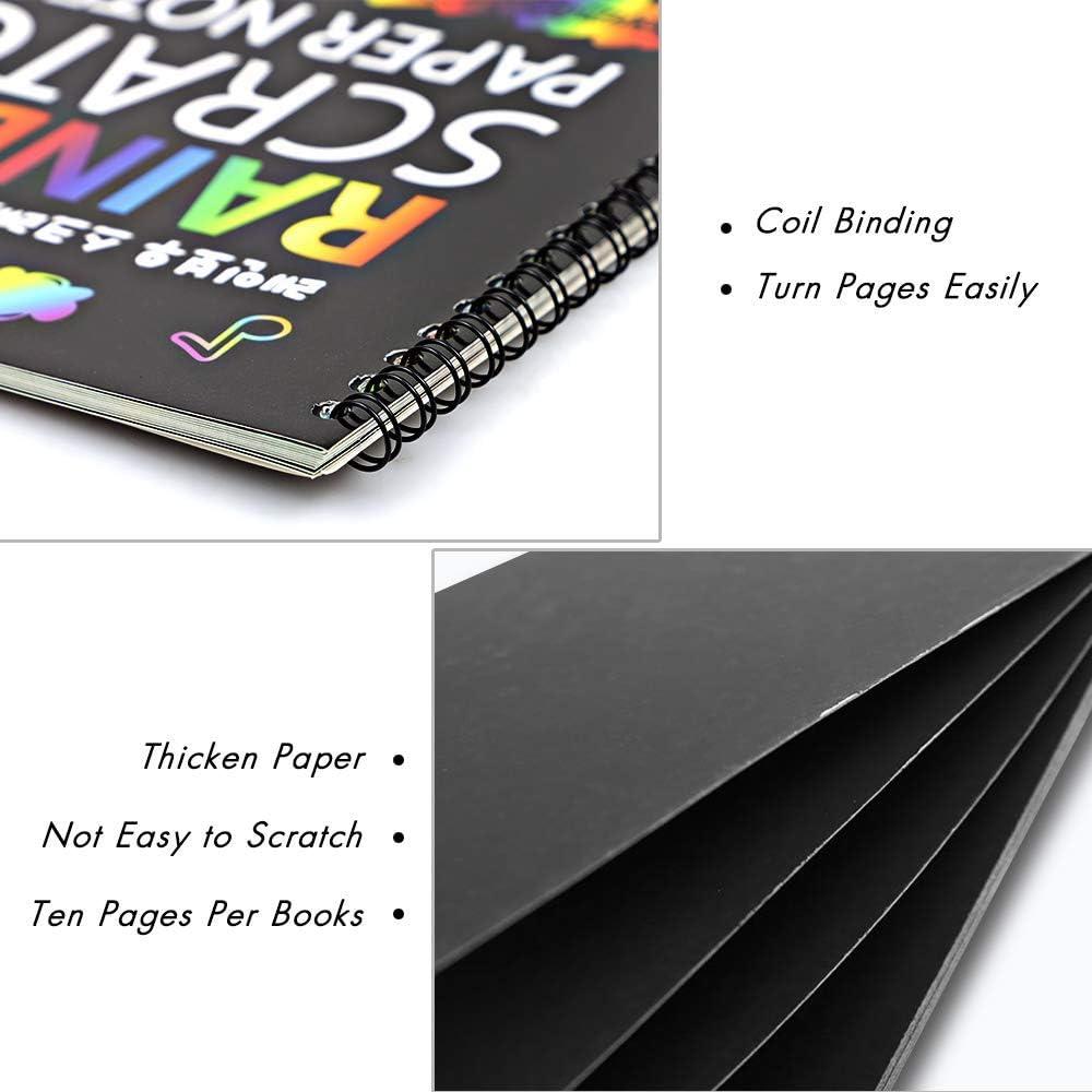4 Pack Kids Scratch Art Drawing Notebook Set - Large Rainbow Scratch ...