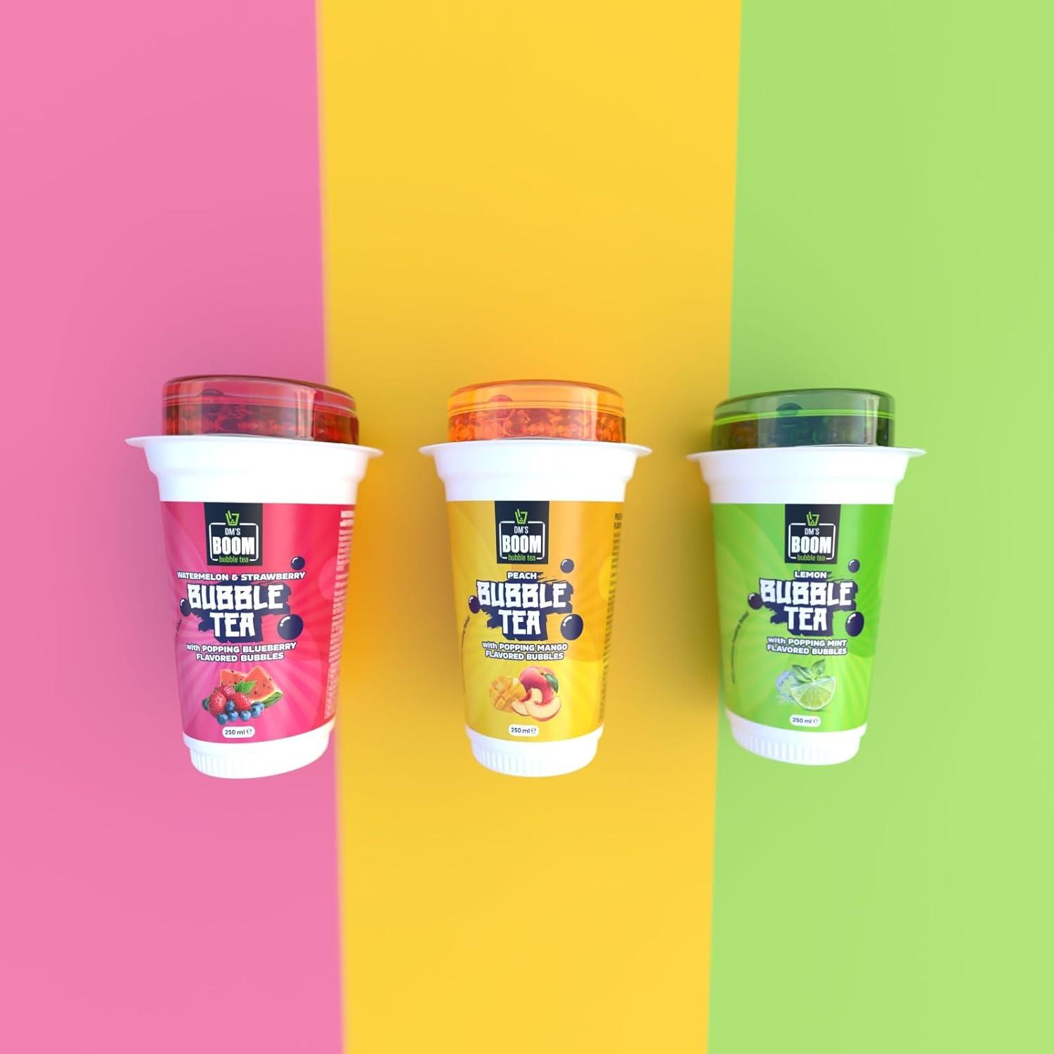 DM'S Boom Bubble Tea Peach Bubble Tea With Popping Mango Flavored ...