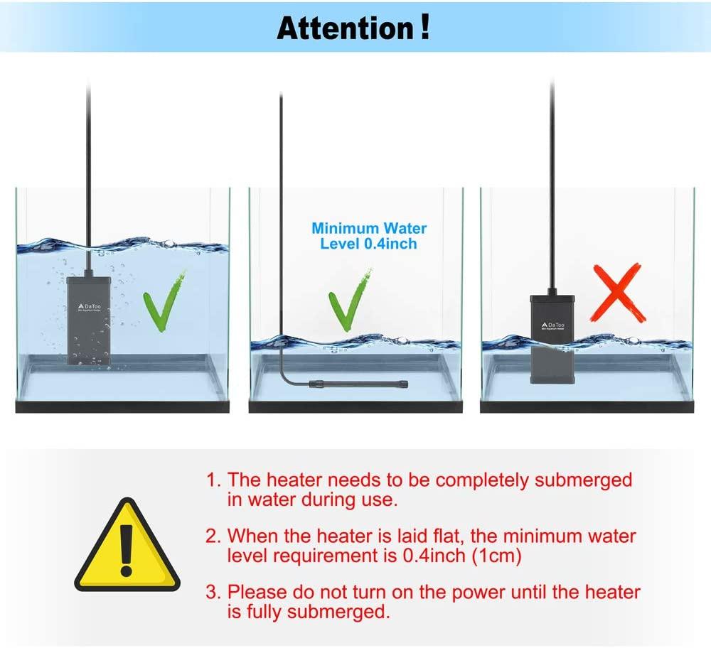 DaToo 10 Watt 20 Watt 30 Watt Small Aquarium Heater Mini Betta Flat ...