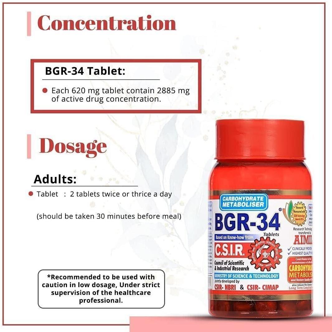 Buy BGR-34 Blood Sugar Glucose Metaboliser - 100 Tablets for Diabetics ...
