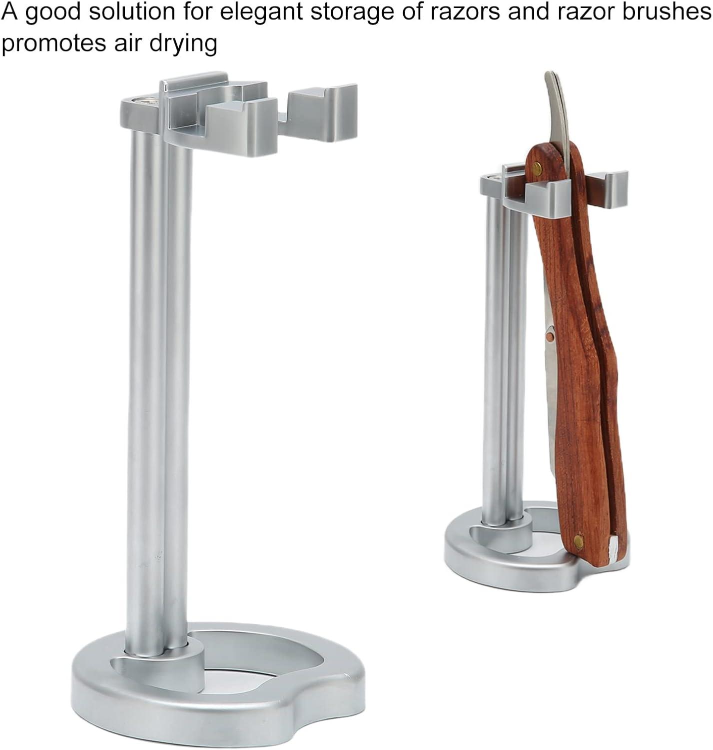 Stainless Steel Razor Holder & Shaving Brush Stand - Universal Men's ...