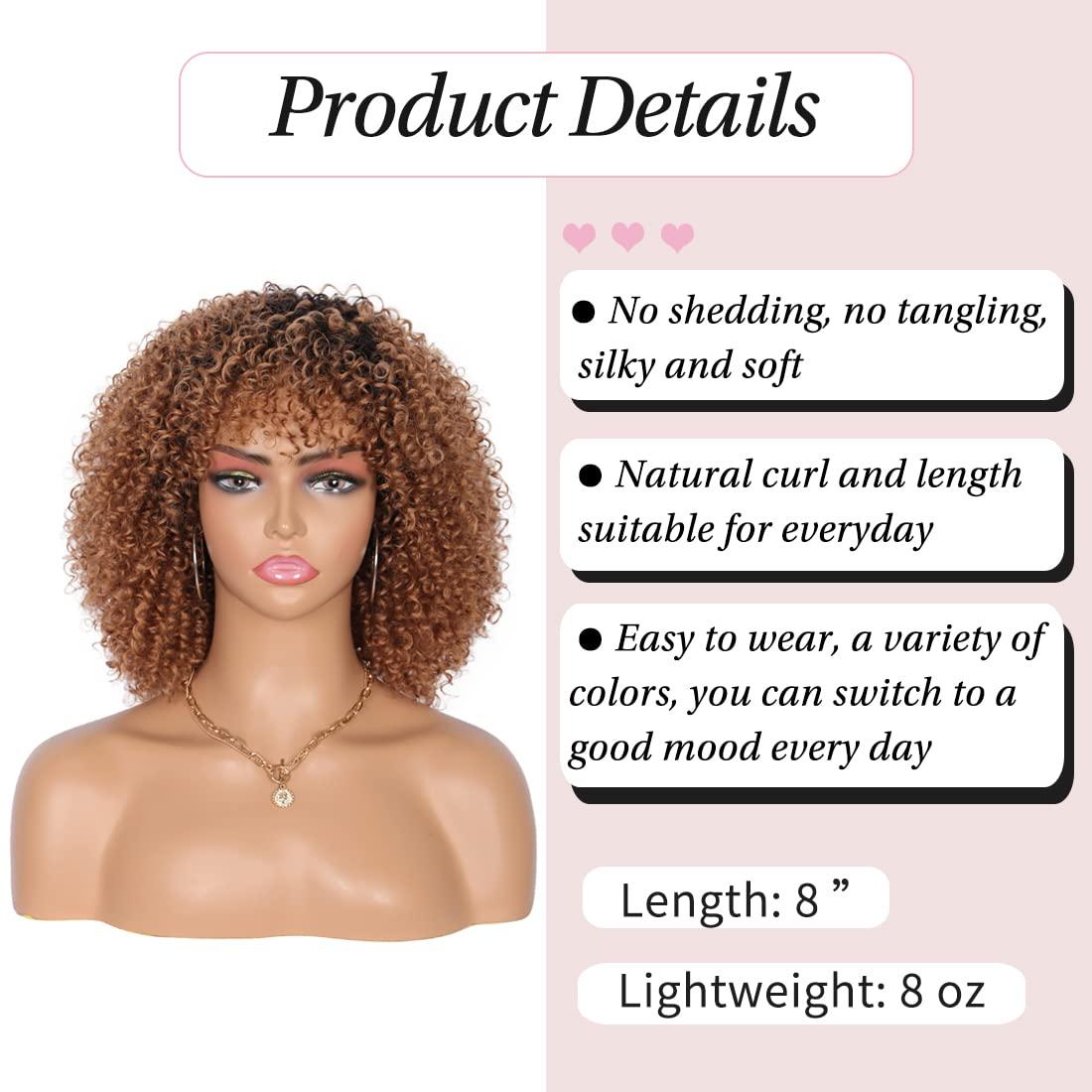 Kalyss Ombre Brown Short Afro Kinky Curly Wig for Black Women - Premium ...