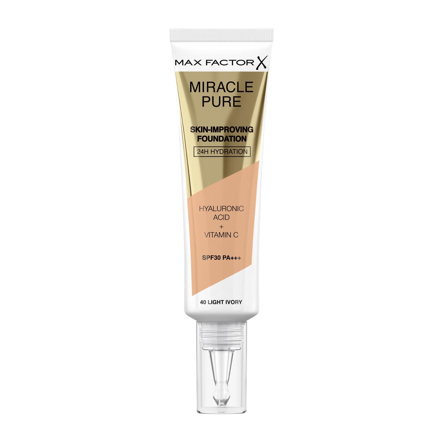 Max Factor Miracle Pure Foundation Light Ivory 40 - Lightweight ...