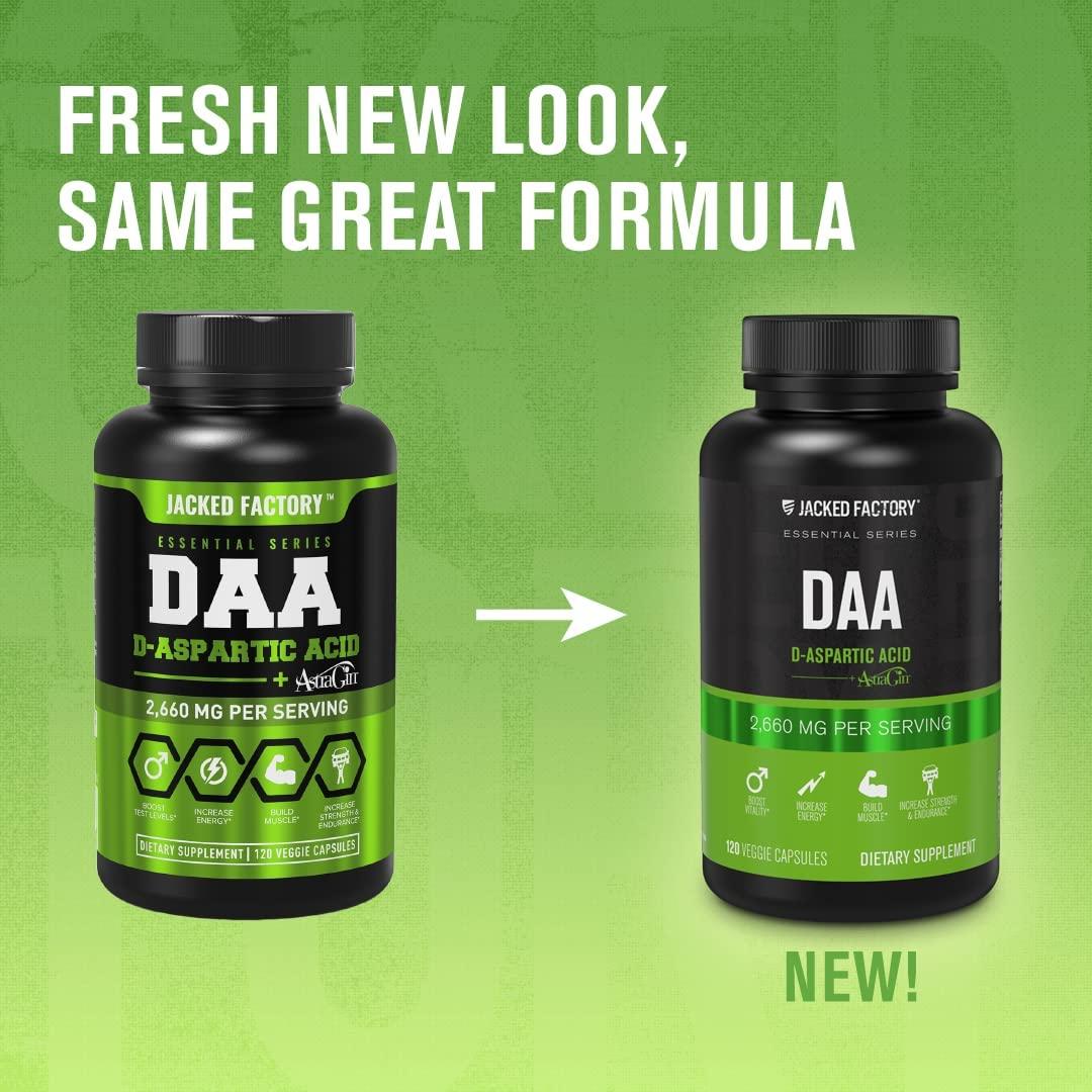 Jacked Factory DAA D Aspartic Acid Supplement | 120 Capsules for Muscle ...