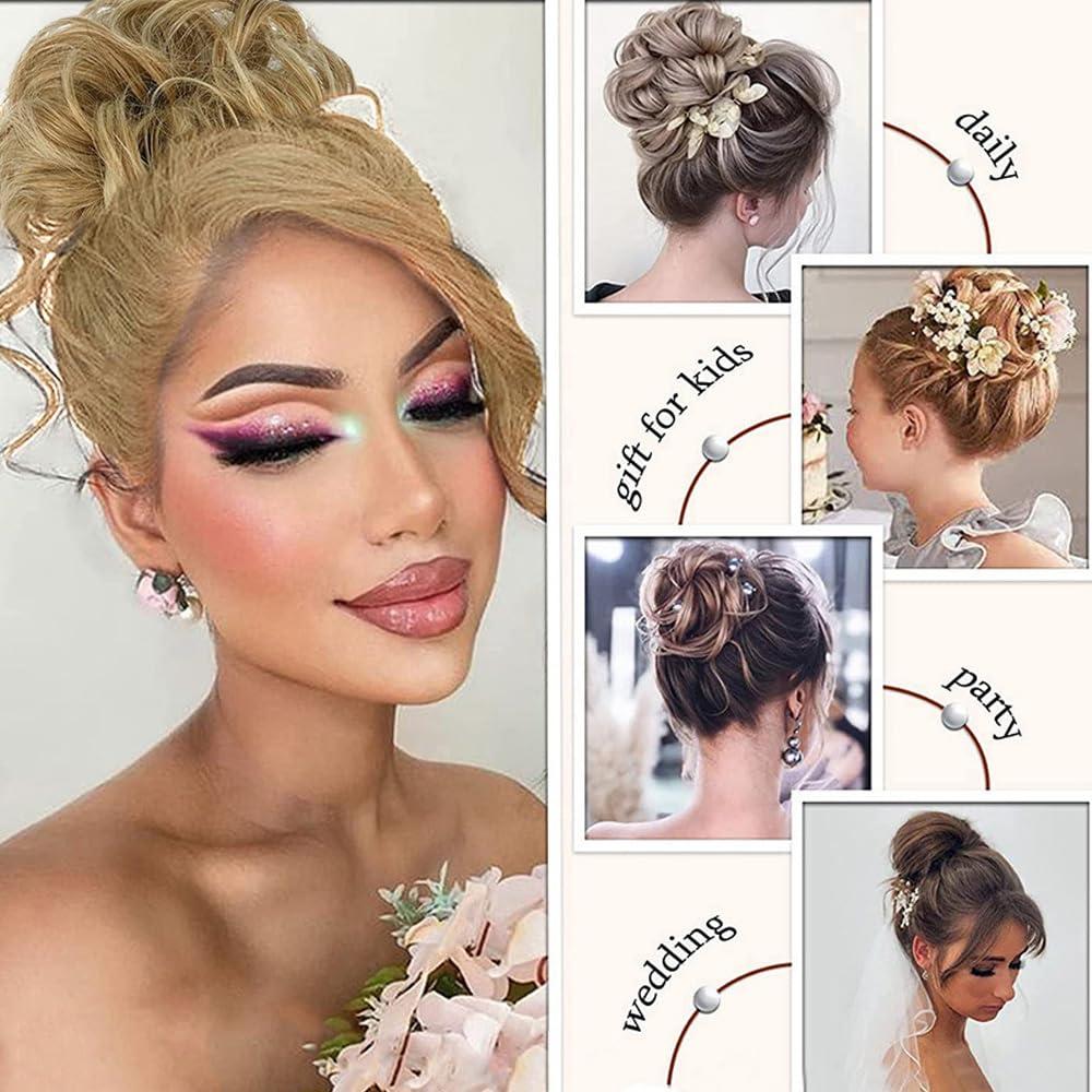 RPAEOY Curly Wavy Hair Scrunchy with Bracket - Synthetic Hair Messy Bun ...