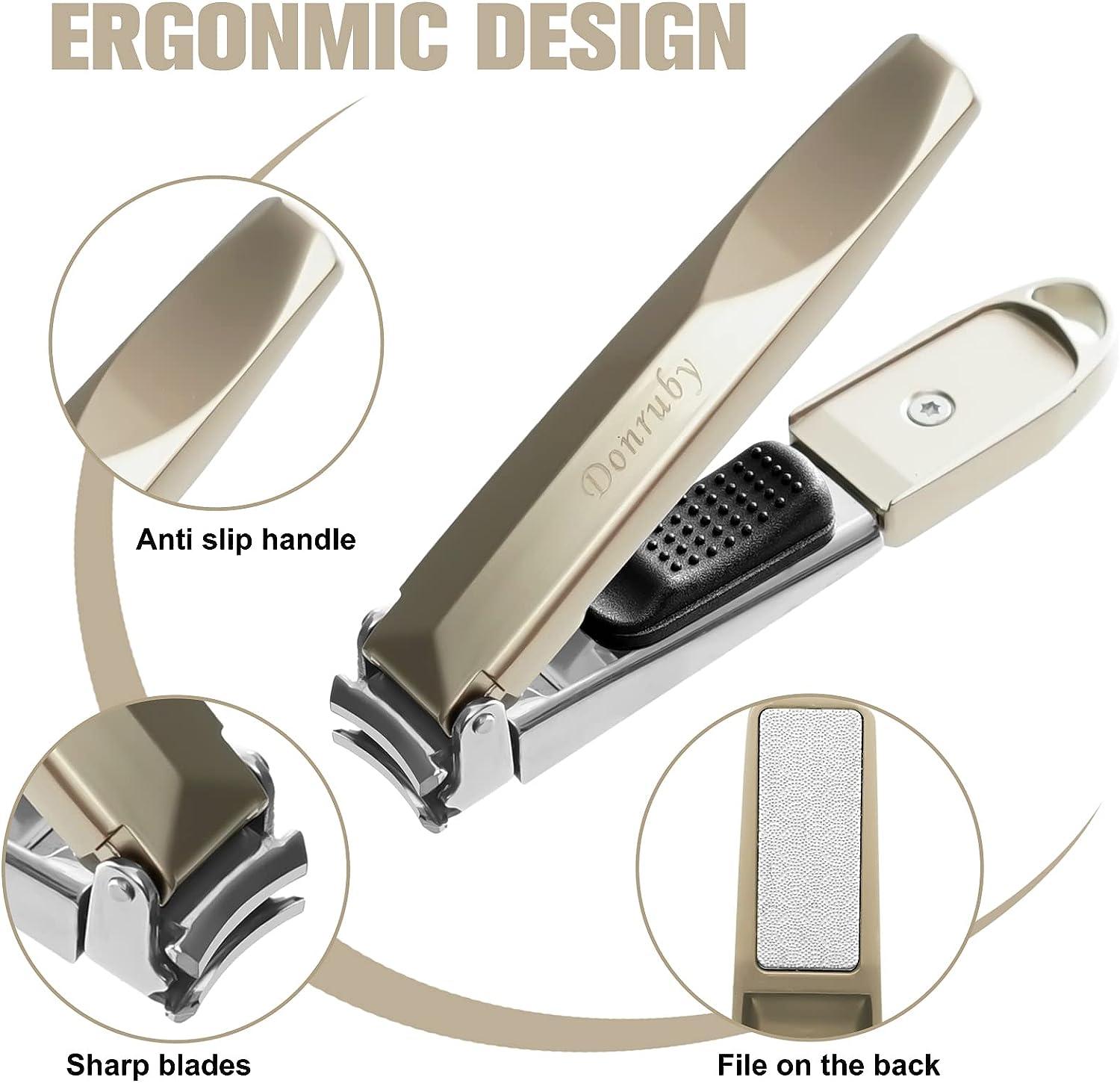 Premium Donruby Nail Clipper Set - 15mm Wide Easy Press Lever, Curved ...