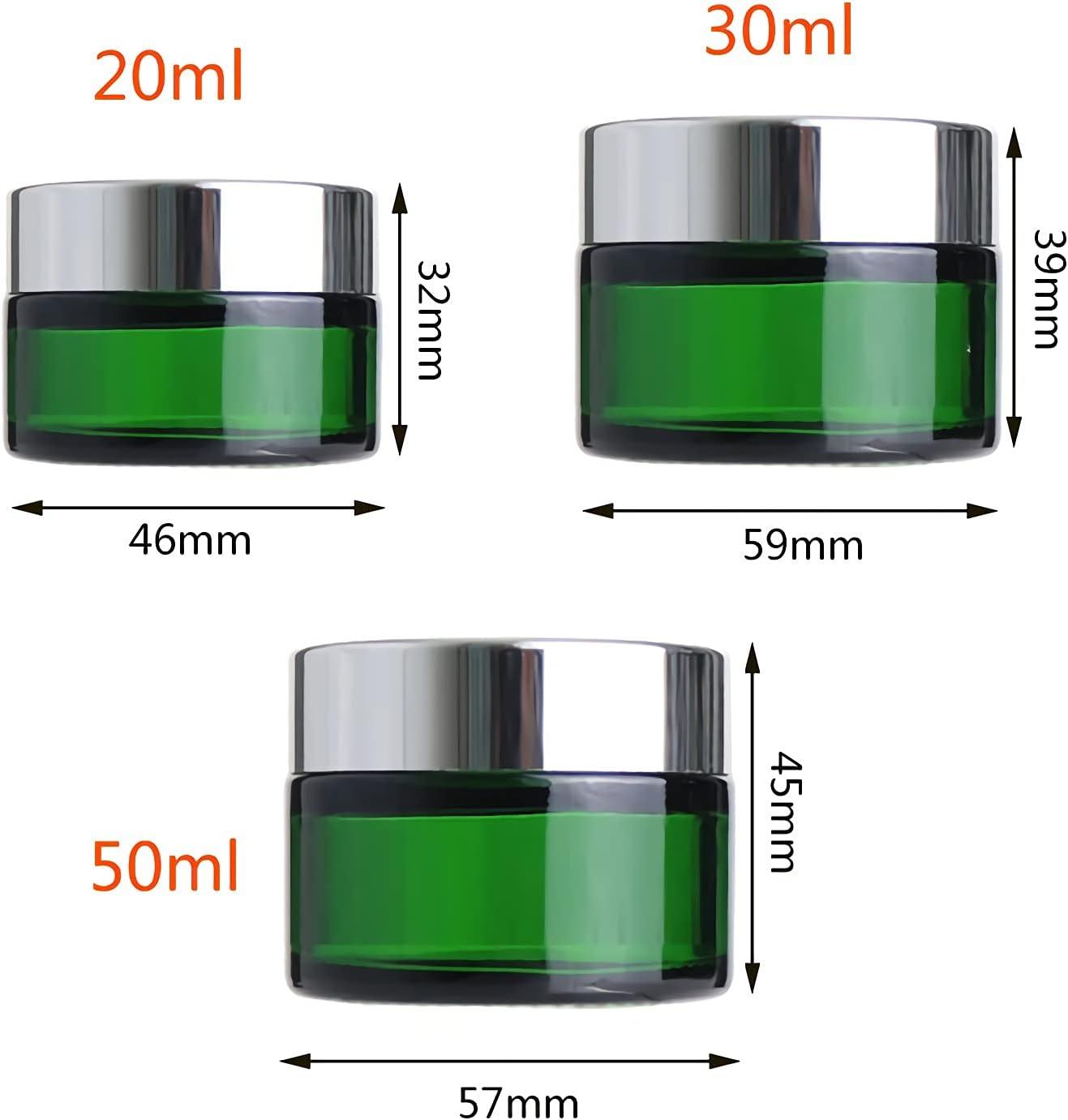 Zeoabsy 6-Piece 50ml Green Glass Cream Box Set with Silver Screw Lid ...