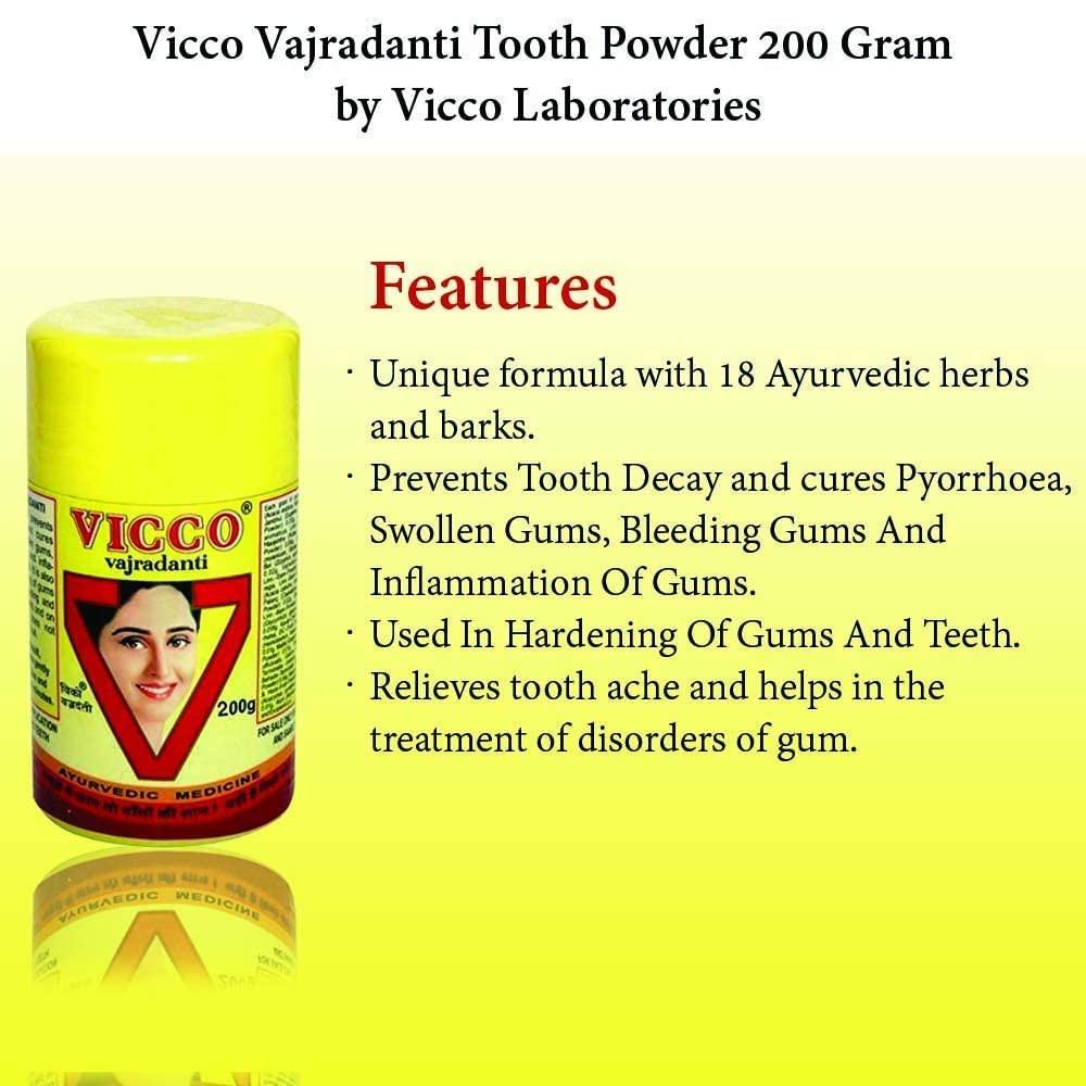 Vicco Vajradanti Tooth Powder 200g - Natural Ayurvedic Dental Care ...