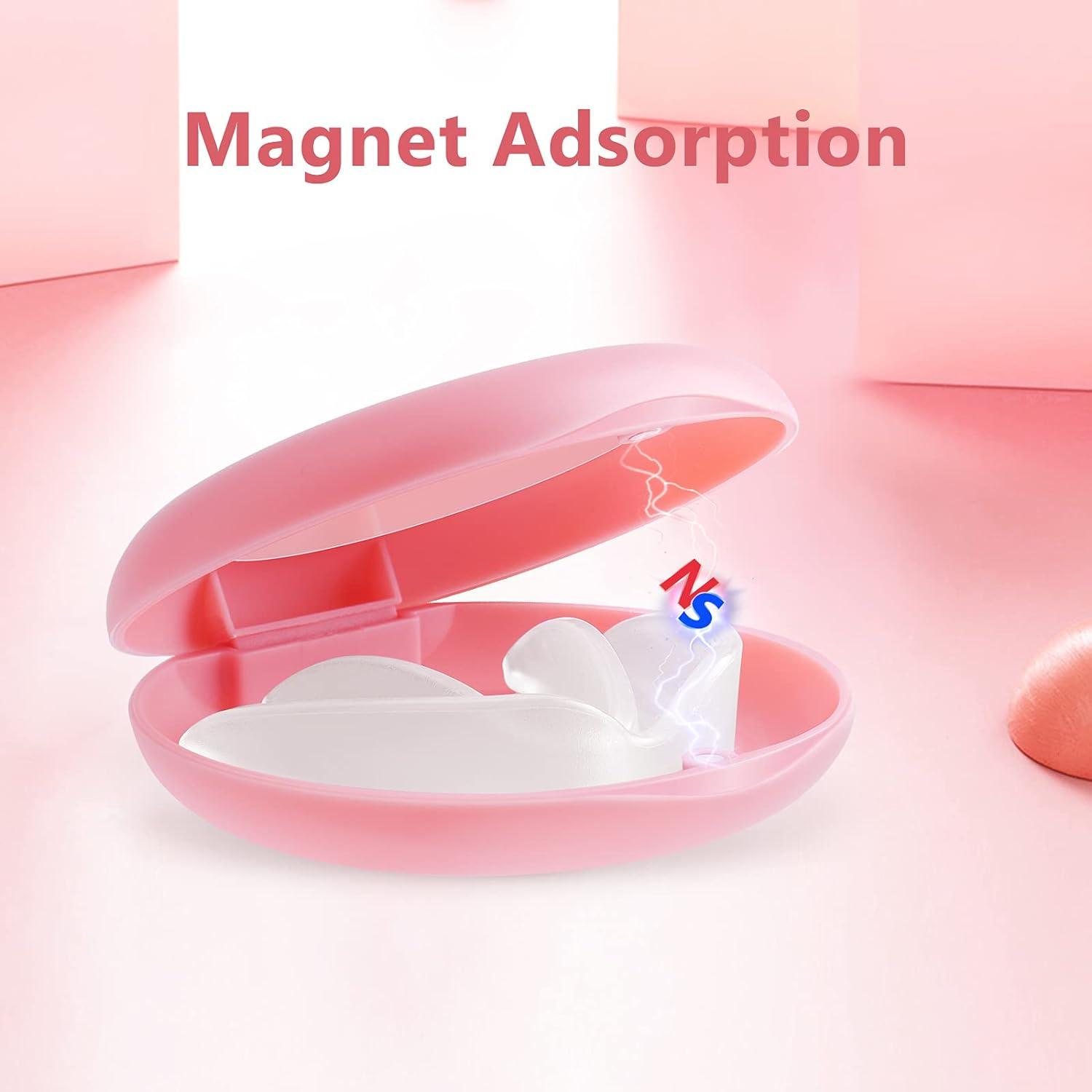 Solid Pink Orthodontic Retainer Case with Mirror - Durable Storage ...