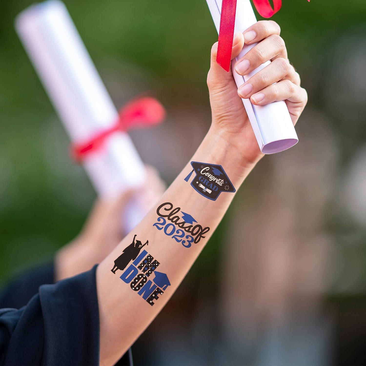 24 PCS Graduation Class of 2023 Temporary Tattoos - Blue Congrats Theme ...