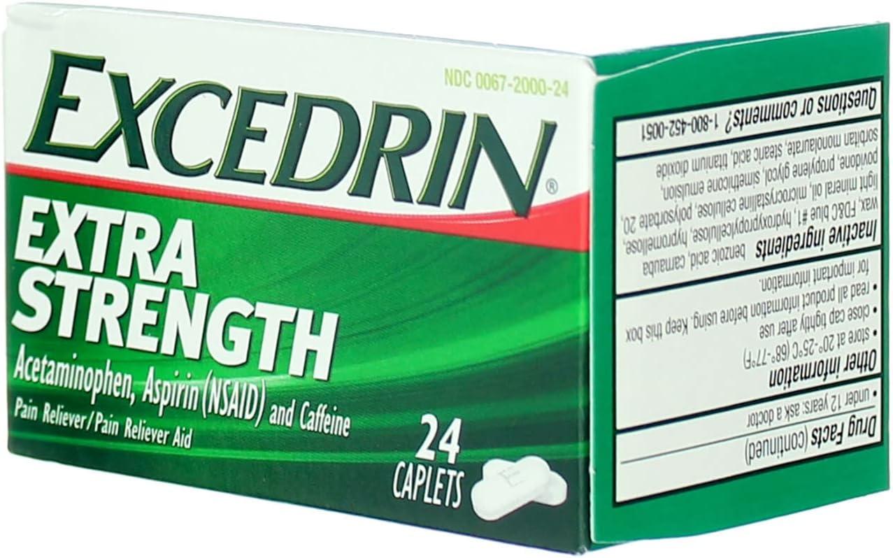 Excedrin Extra Strength Pain Reliever Caplets - 24 Ct (Pack of 1) for ...
