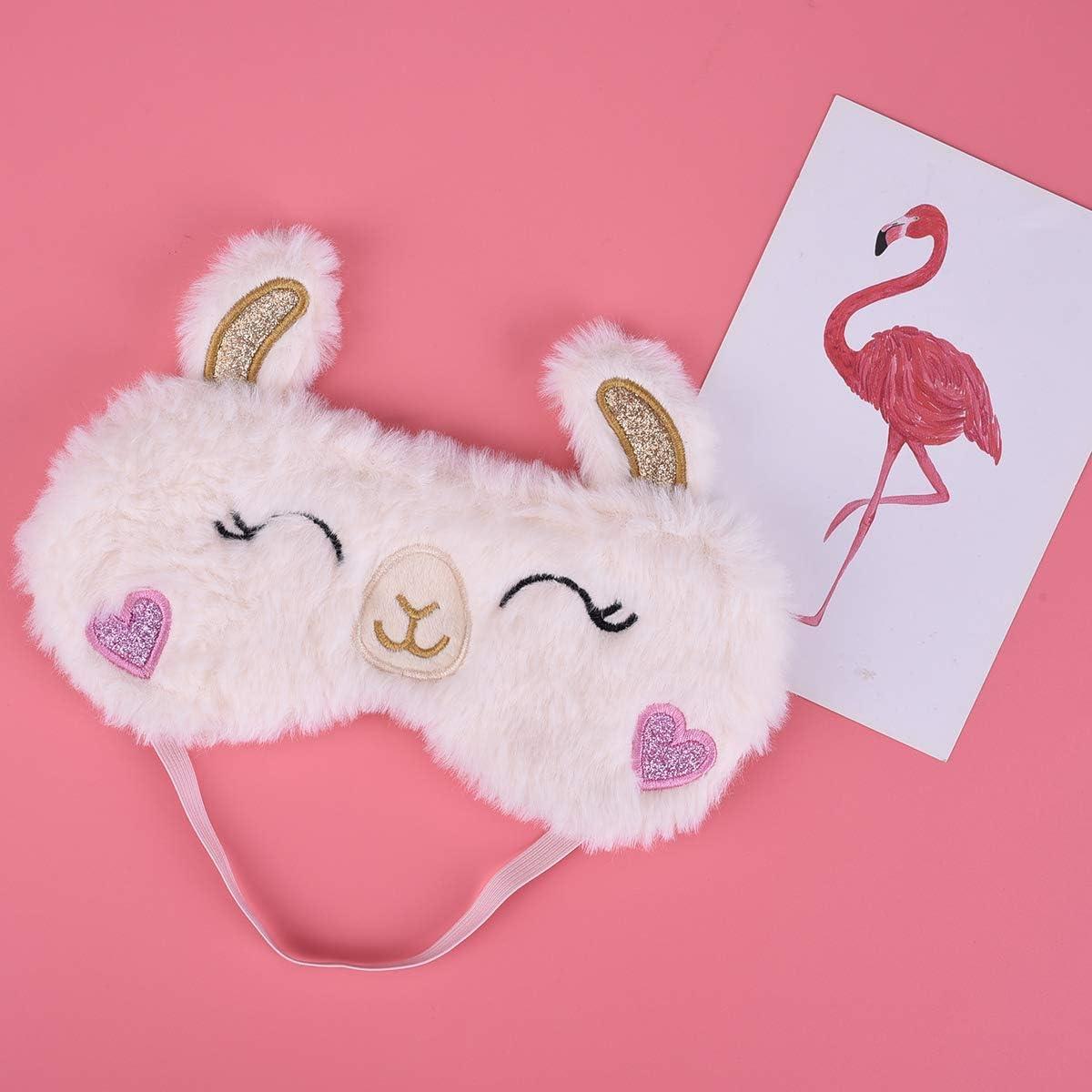 ULIFEMALL Cute Alpaca Sleeping Mask Soft Fluffy Plush Blindfold Funny ...
