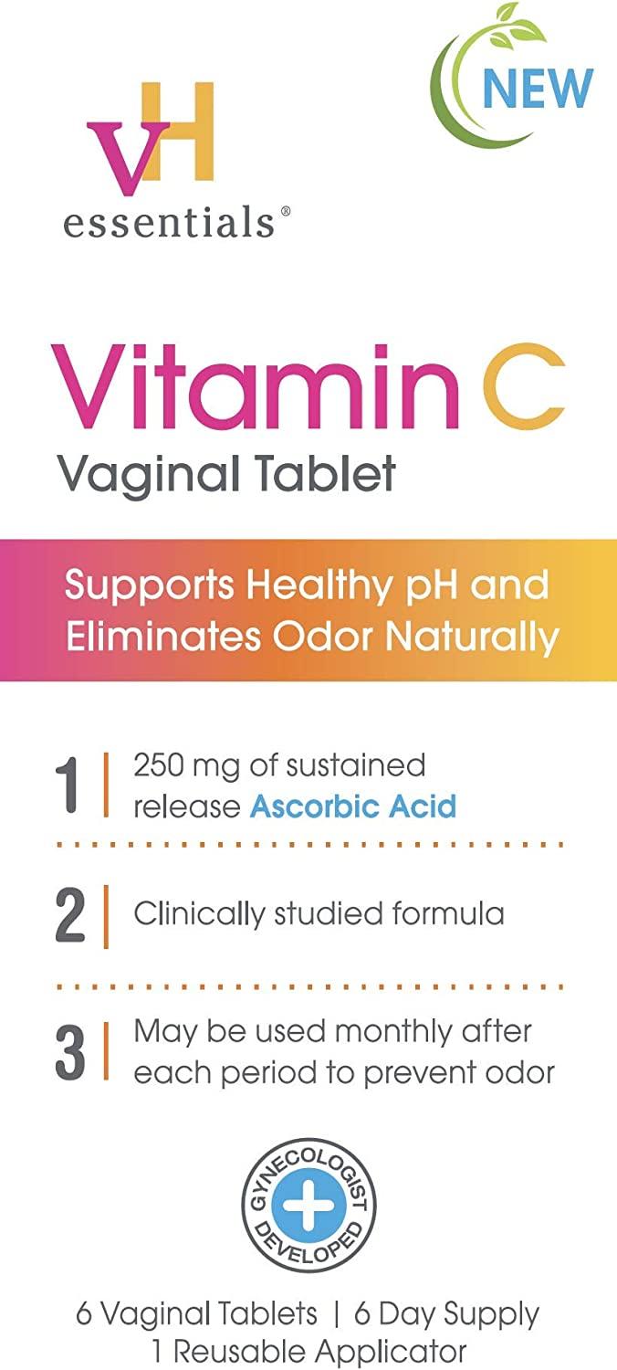 vH essentials Vitamin C Vaginal Tablets - pH Support & Odor Elimination ...