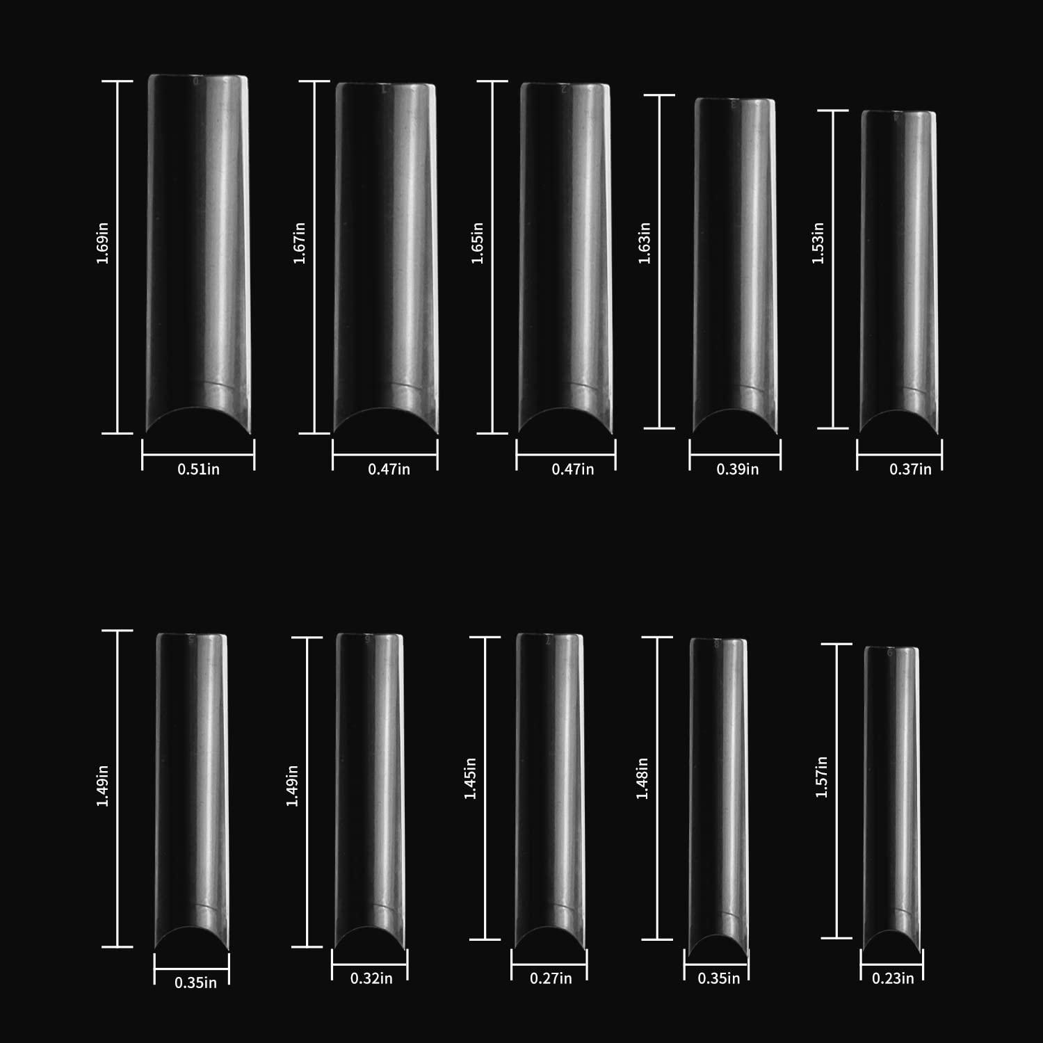 500 pcs SITELENABY XXL Long Square Nail Tips - Clear Acrylic Half Cover ...