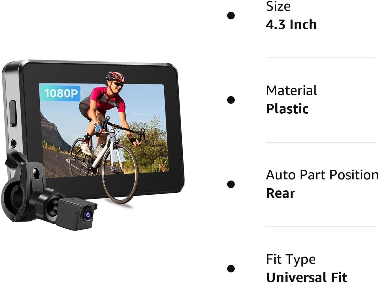 Bike Camera 1080P with 4.3 Monitor & Night Vision - Rear View Mirror ...