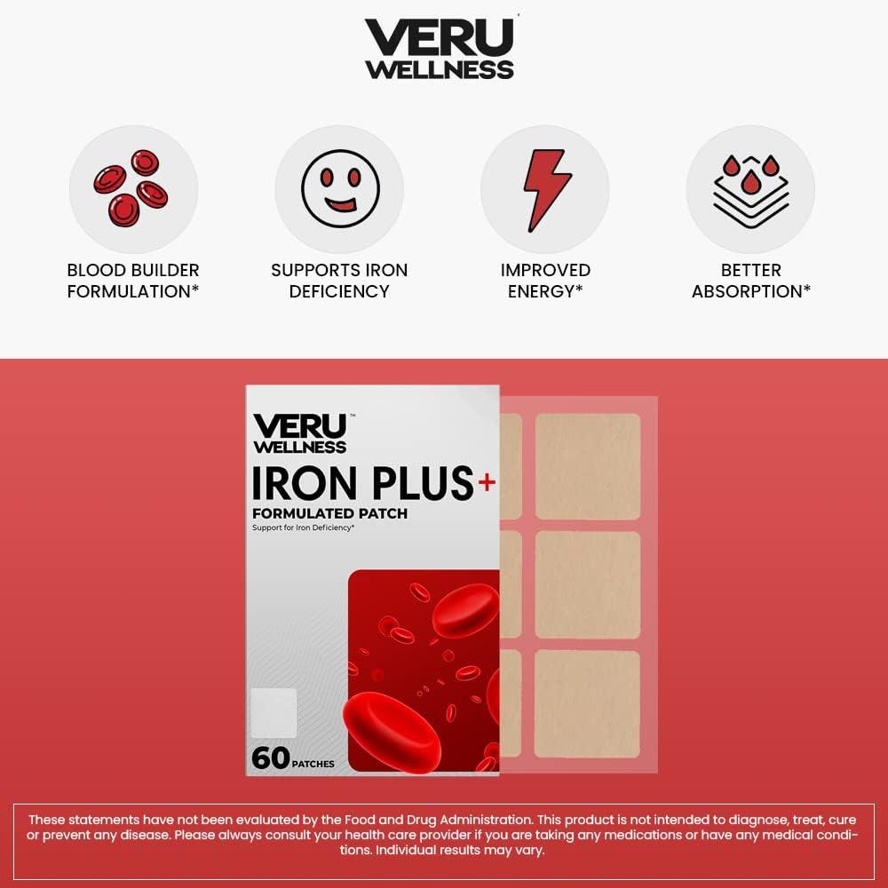 Veru Wellness Iron Plus Patch - Iron Deficiency Support for Healthy ...