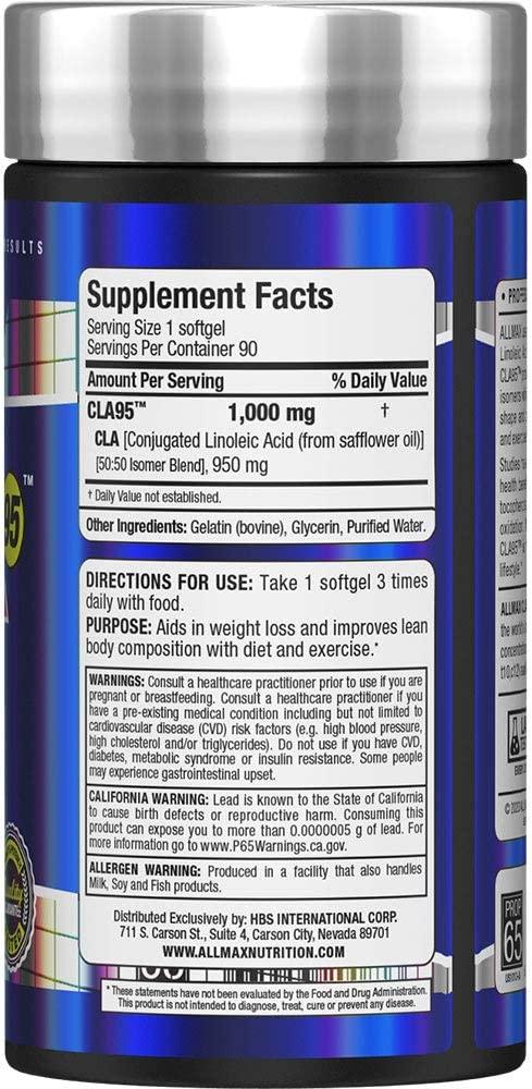 Allmax Nutrition CLA 90 Softgels - Conjugated Linoleic Acid Supplement ...