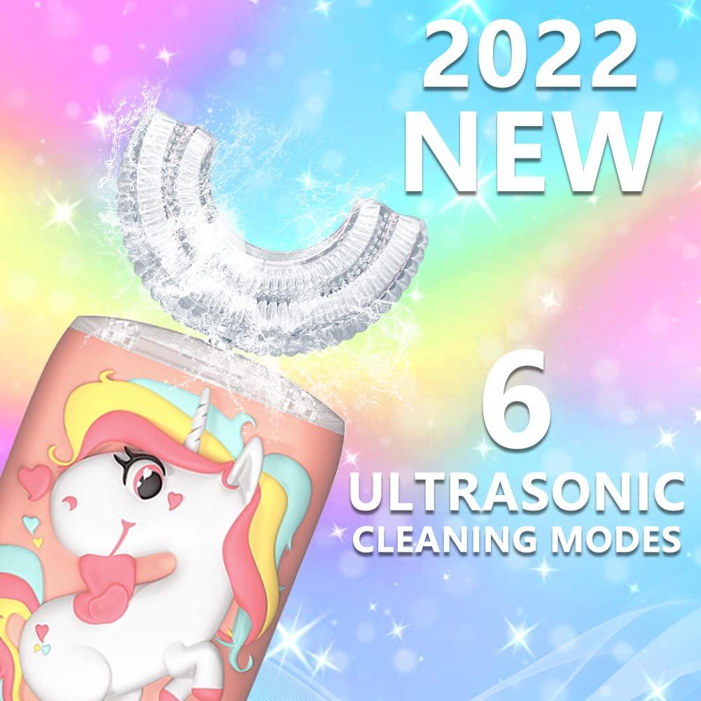 Kids Unicorn Sonic Electric Toothbrush | U-Shaped Rechargeable | 6 ...