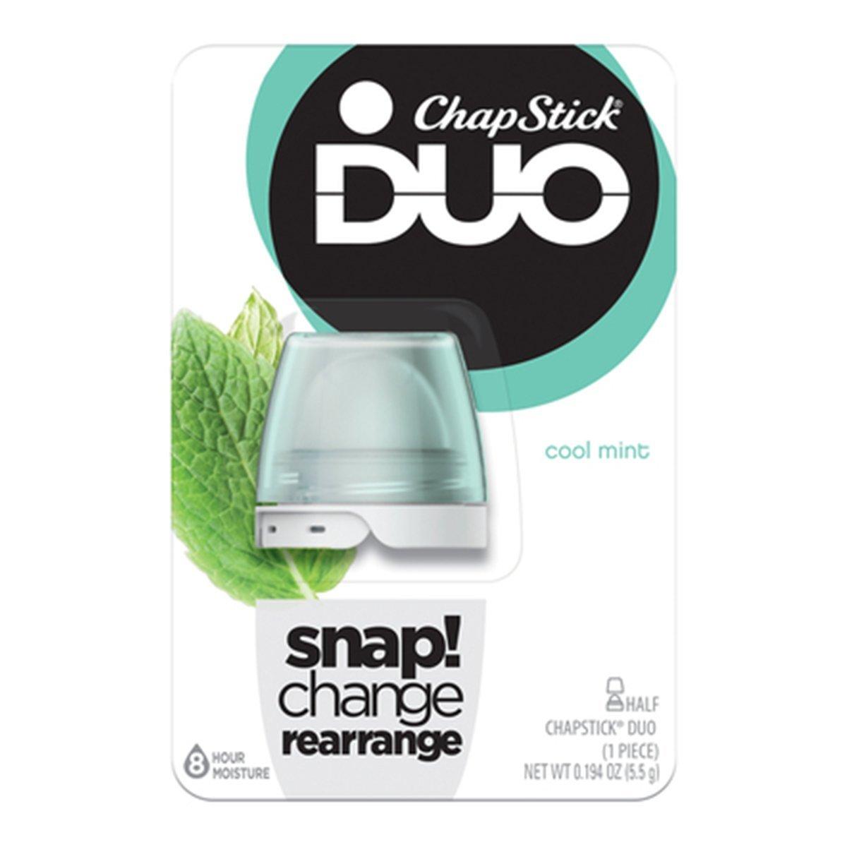 ChapStick Duo Half Lip Balm - 8 Hour Moisture Cool Mint Flavor 0.194 oz ...
