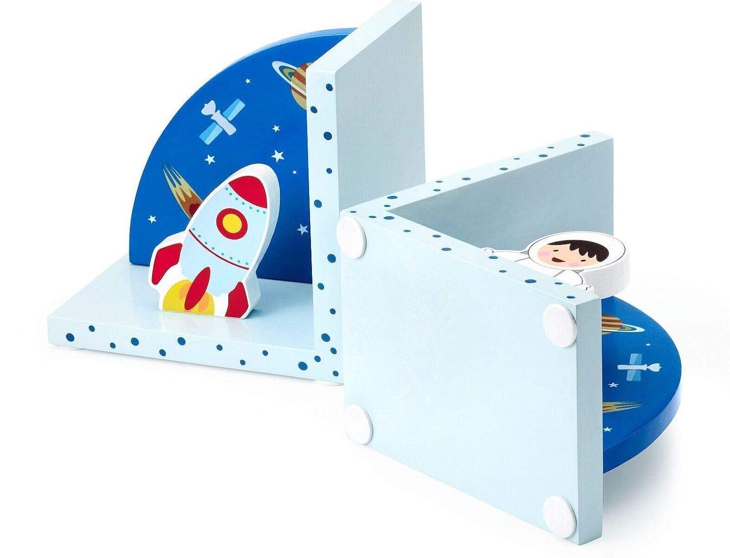 Mousehouse Gifts - Children's 3D Rocket Bookends | Wooden Space Motif ...