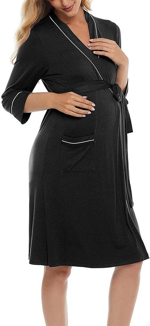 OCCIENTEC Maternity Nursing Robe & Nightgown Set - S Black | Buy Now ...