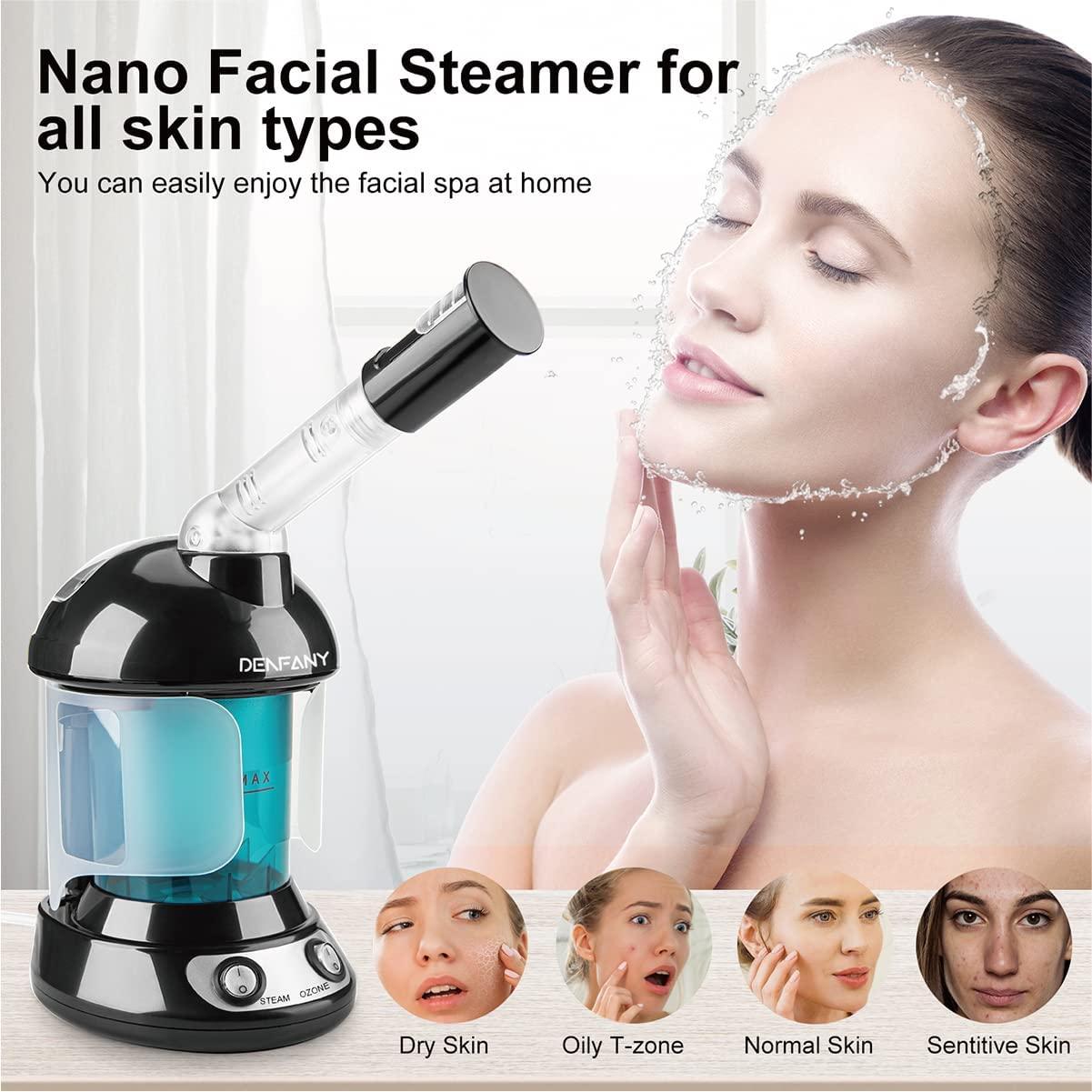 360 Rotatable Ozone Facial Steamer - 40 Min Steam Time - Unclogs Pores ...