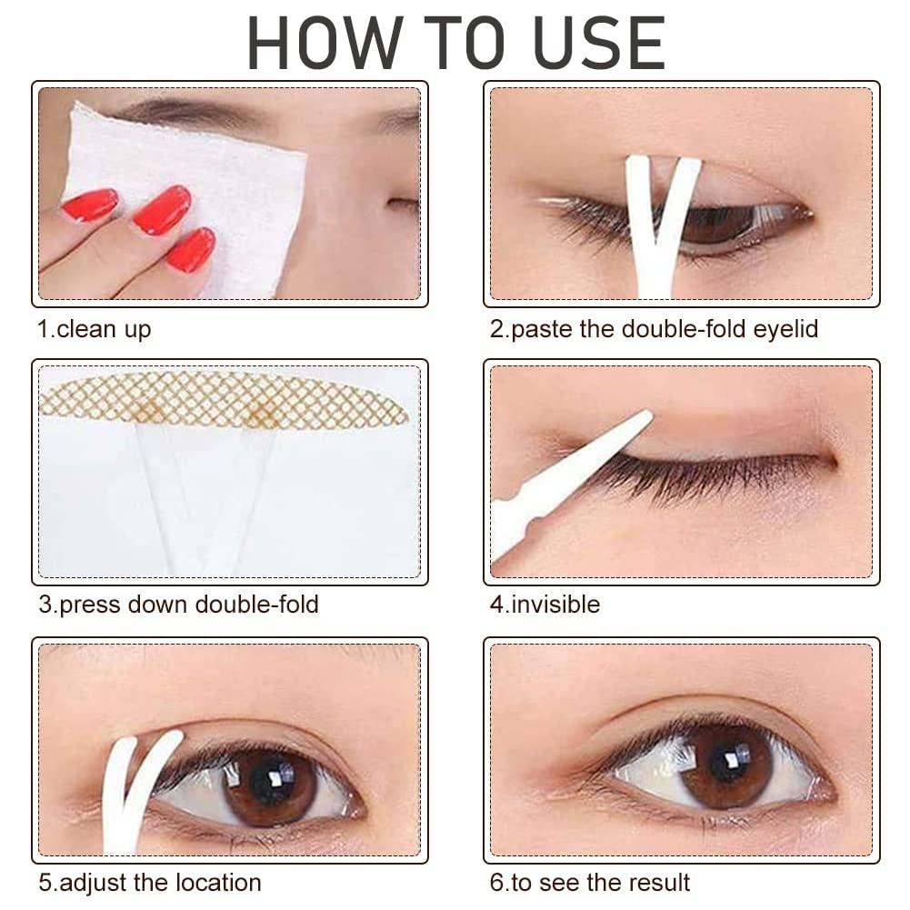 Invisible Double Eyelid Tape Stickers 600 Pcs with Fork Rod & Tweezer ...