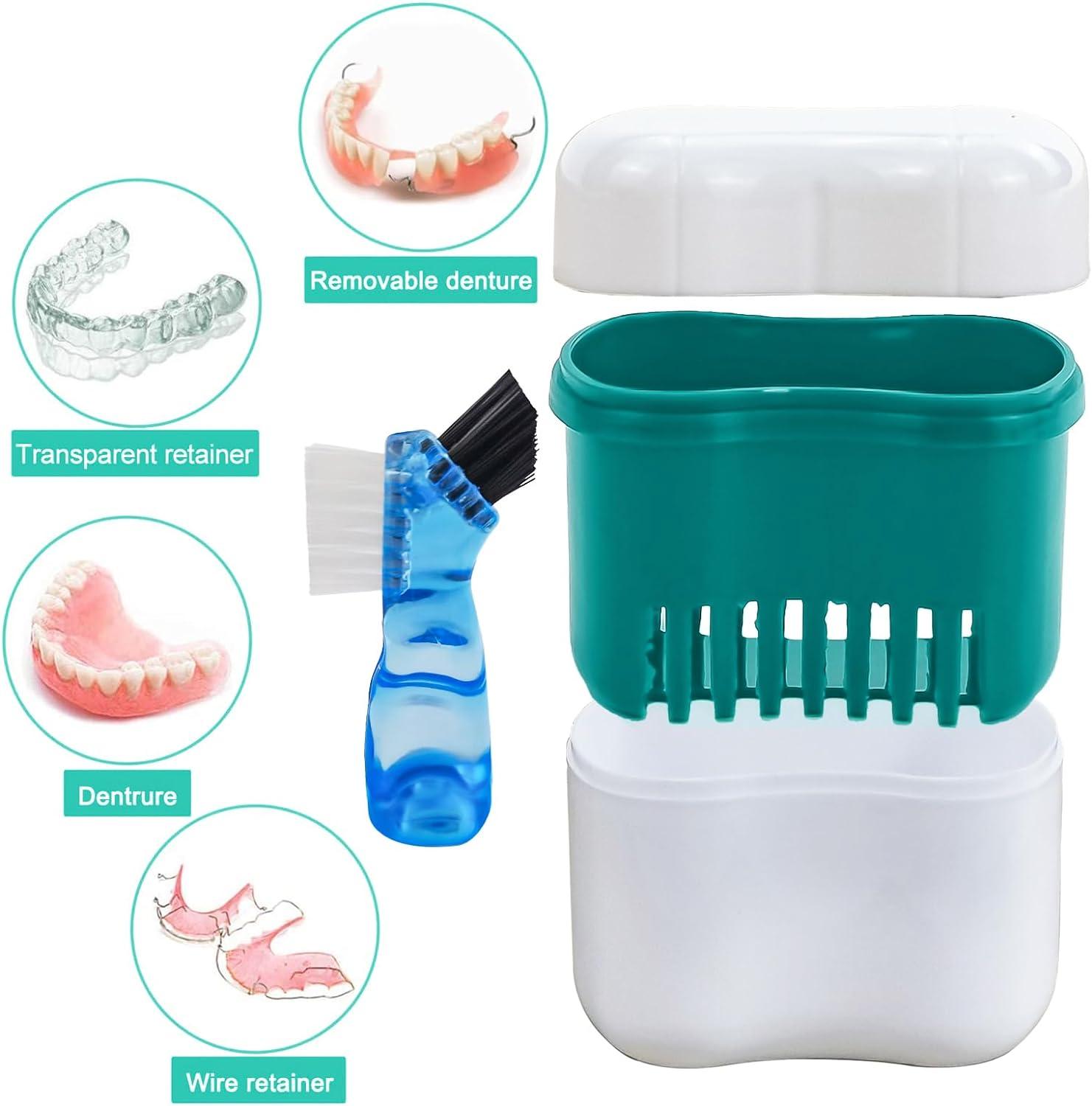 Keedolla Denture Case with Strainer Basket Dental Retainer Container ...