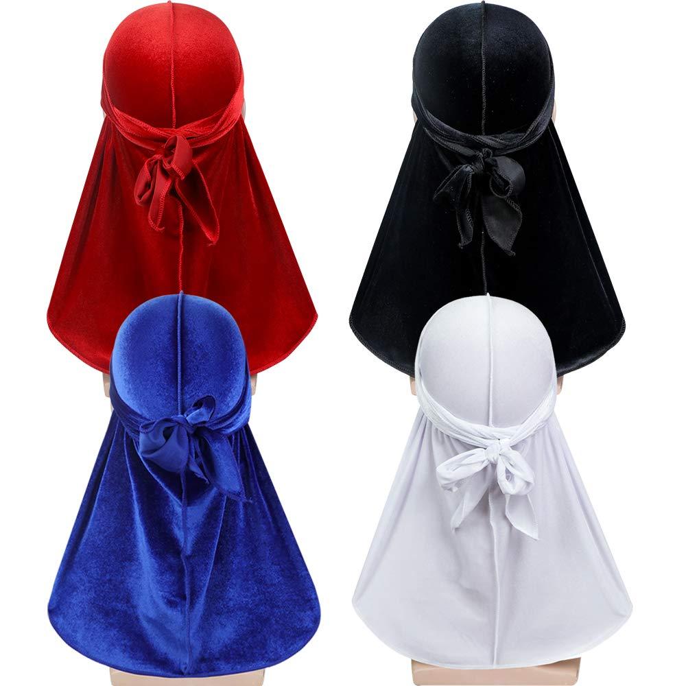 Premium Velvet Men Durags - 4 Pack Soft Headwraps for 360 Waves | Extra ...