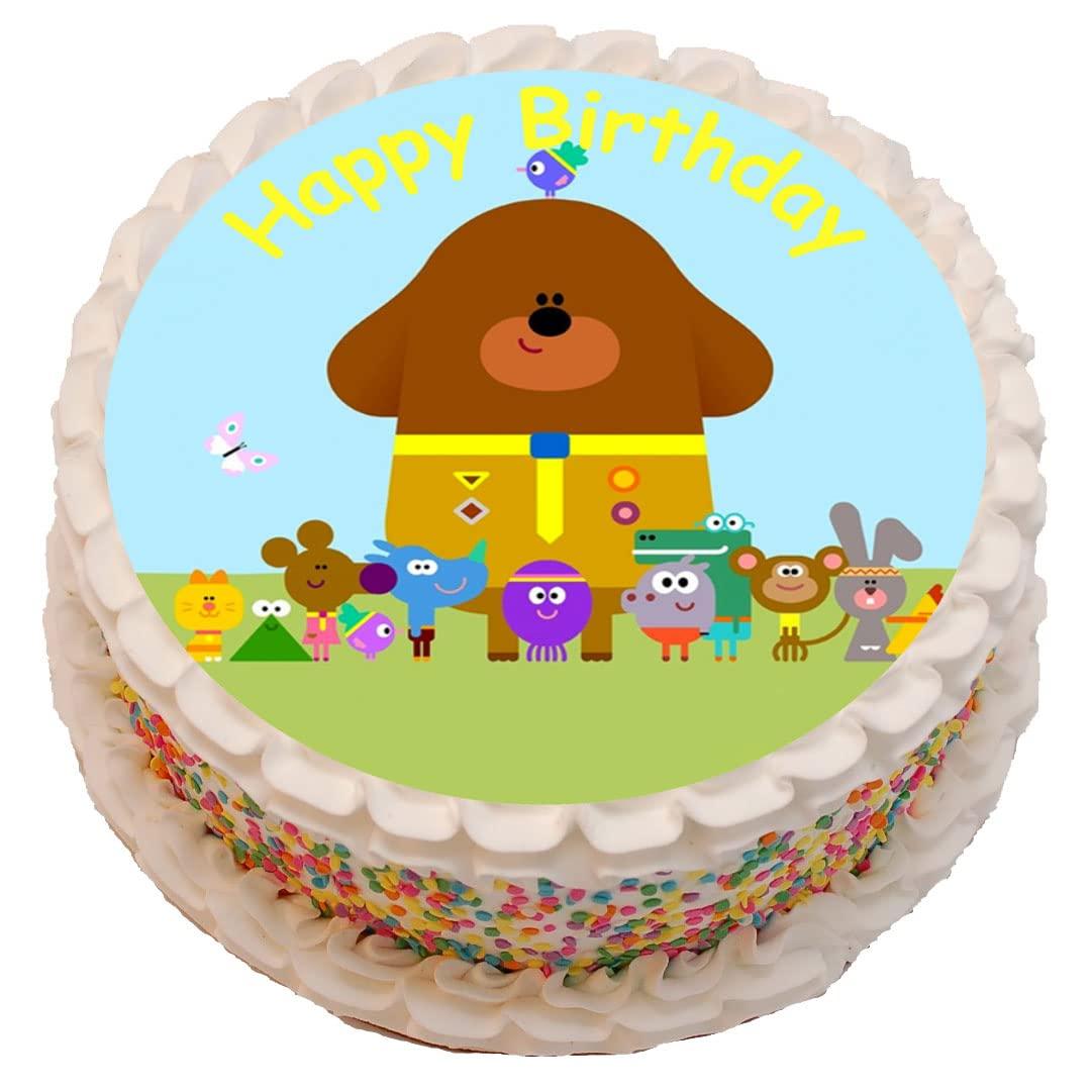 Hey Duggee Themed PRECUT Happy Birthday Cake Topper 8 Inch Round Edible ...