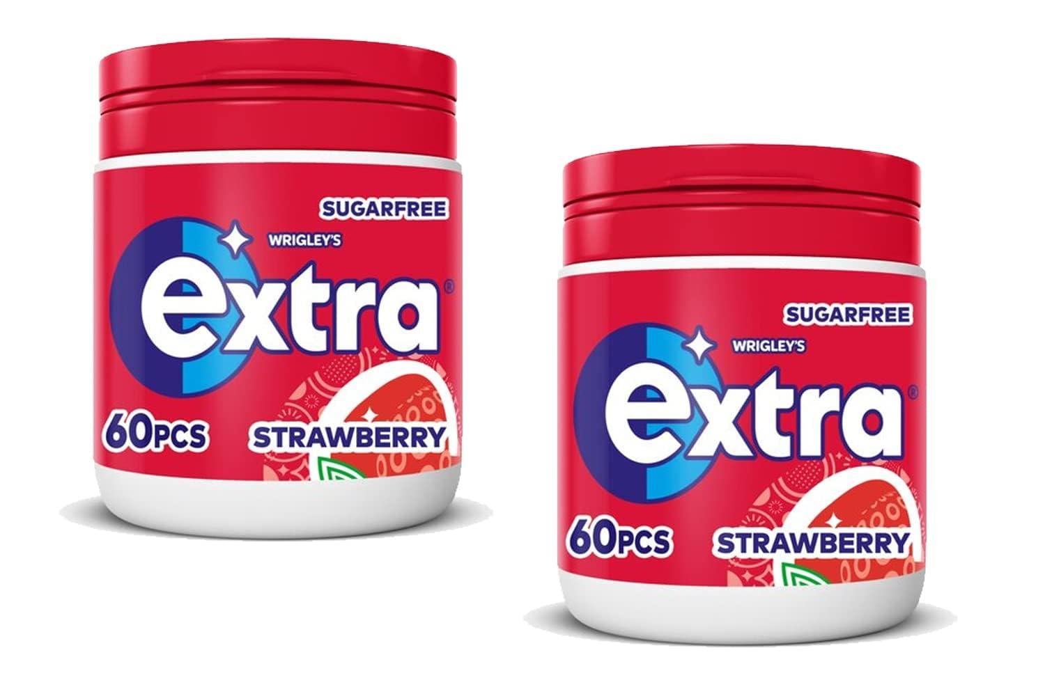 Wrigley's Extra Strawberry Flavour Sugar Free Chewing Gum Bottle 84g (2 ...
