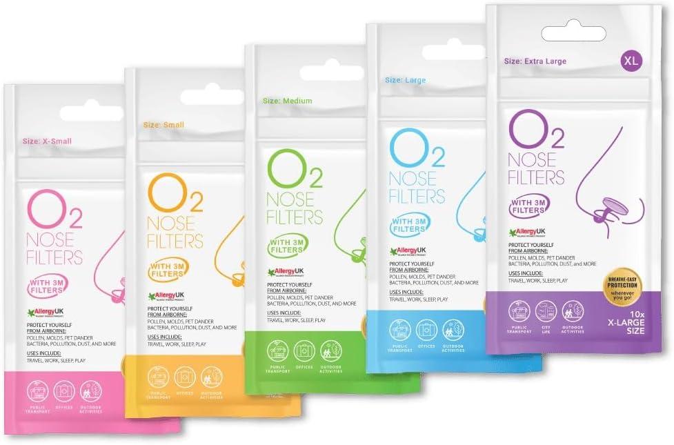 O2 Nose Filters with 3M Filtration - Pack of 10 Nasal Dilators for ...