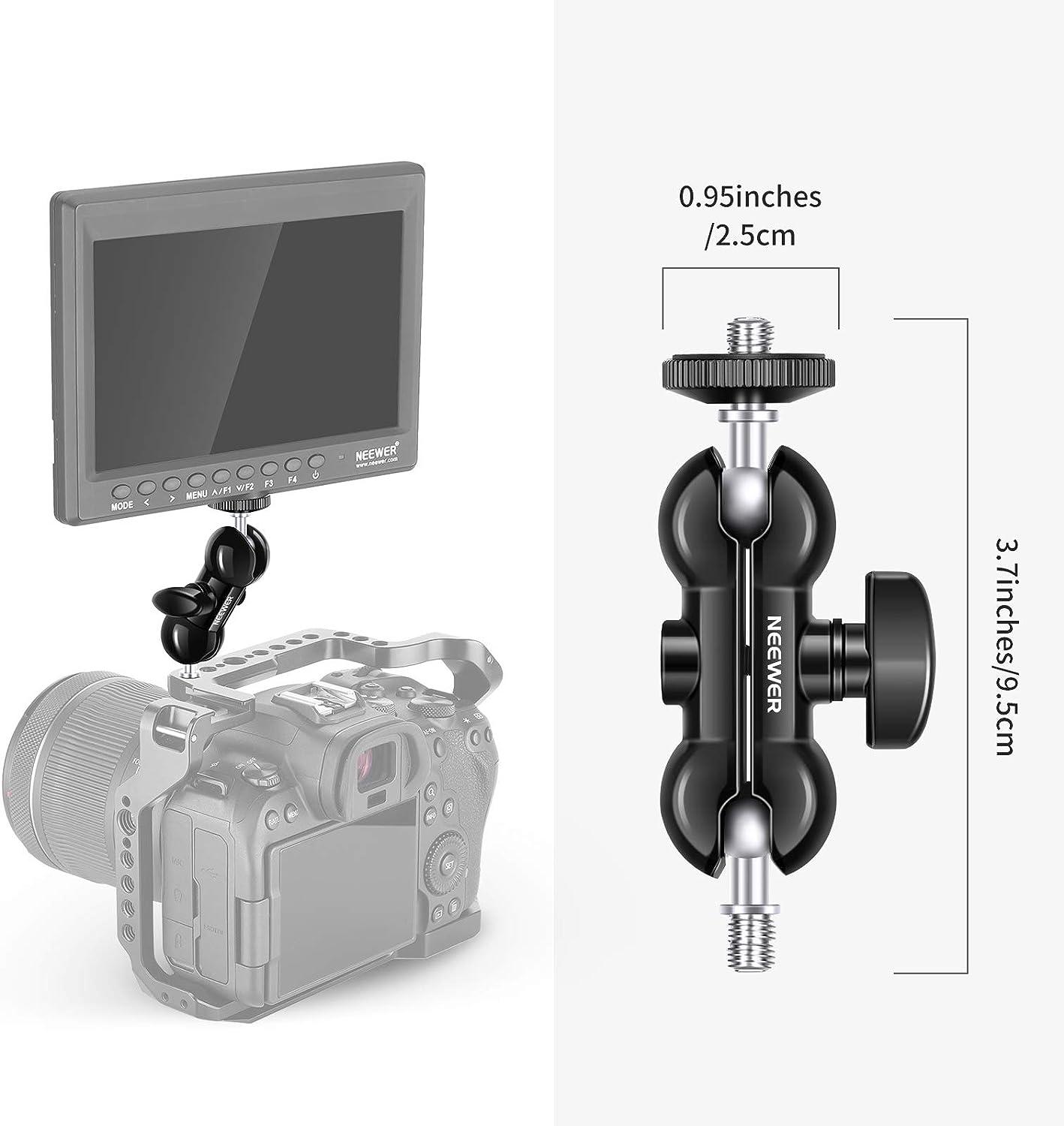 NEEWER Camera Mount Clamp with Dual Ball Head Adapter - Compatible with ...