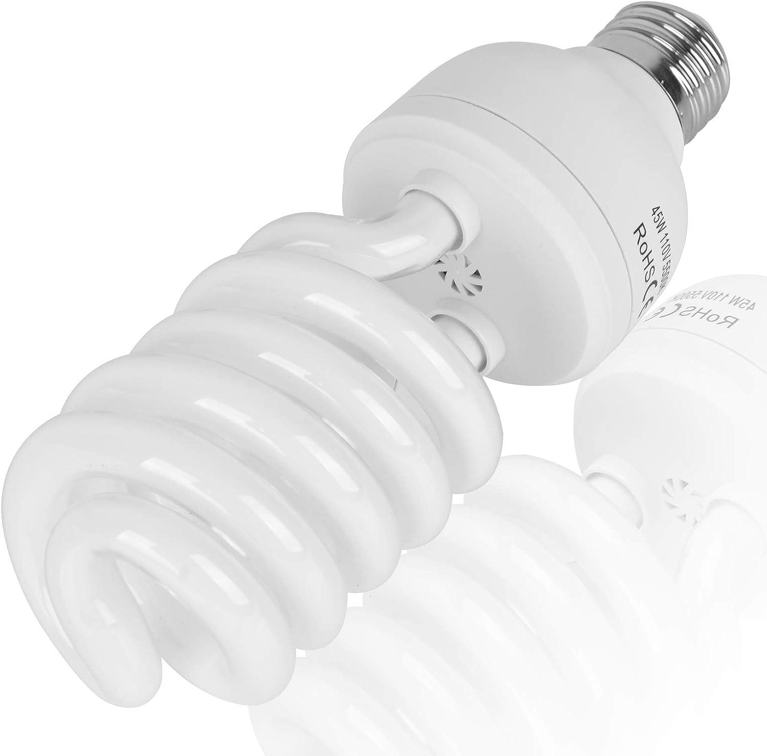 EMART Full Spectrum Light Bulb 2 x 45W 5500K CFL Daylight - Photography ...