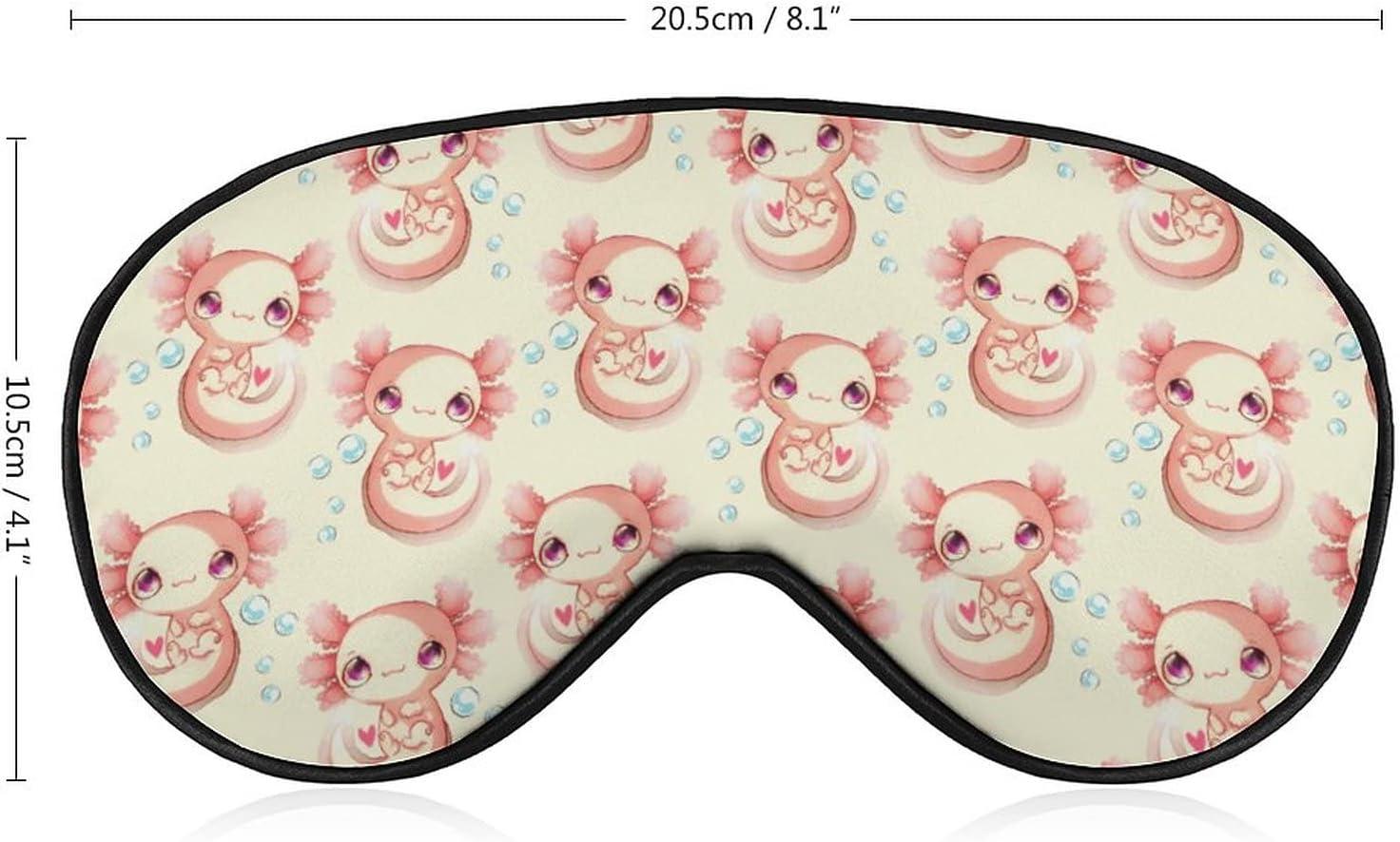 Axolotls Hearts and Bubbles Sleep Mask - Beige Yellow | Lightweight ...