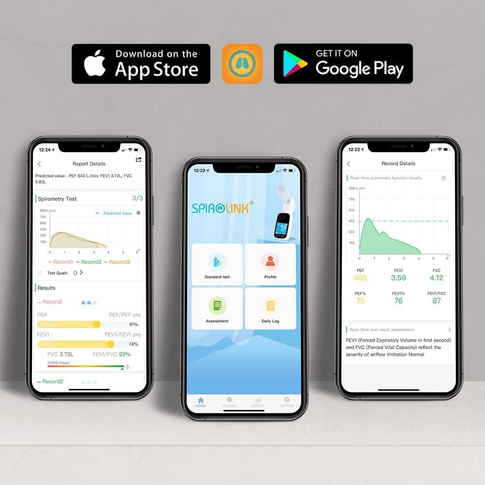 CMI Health SpiroLink: Smart Peak Flow Meter for Asthma, COPD, Musicians ...