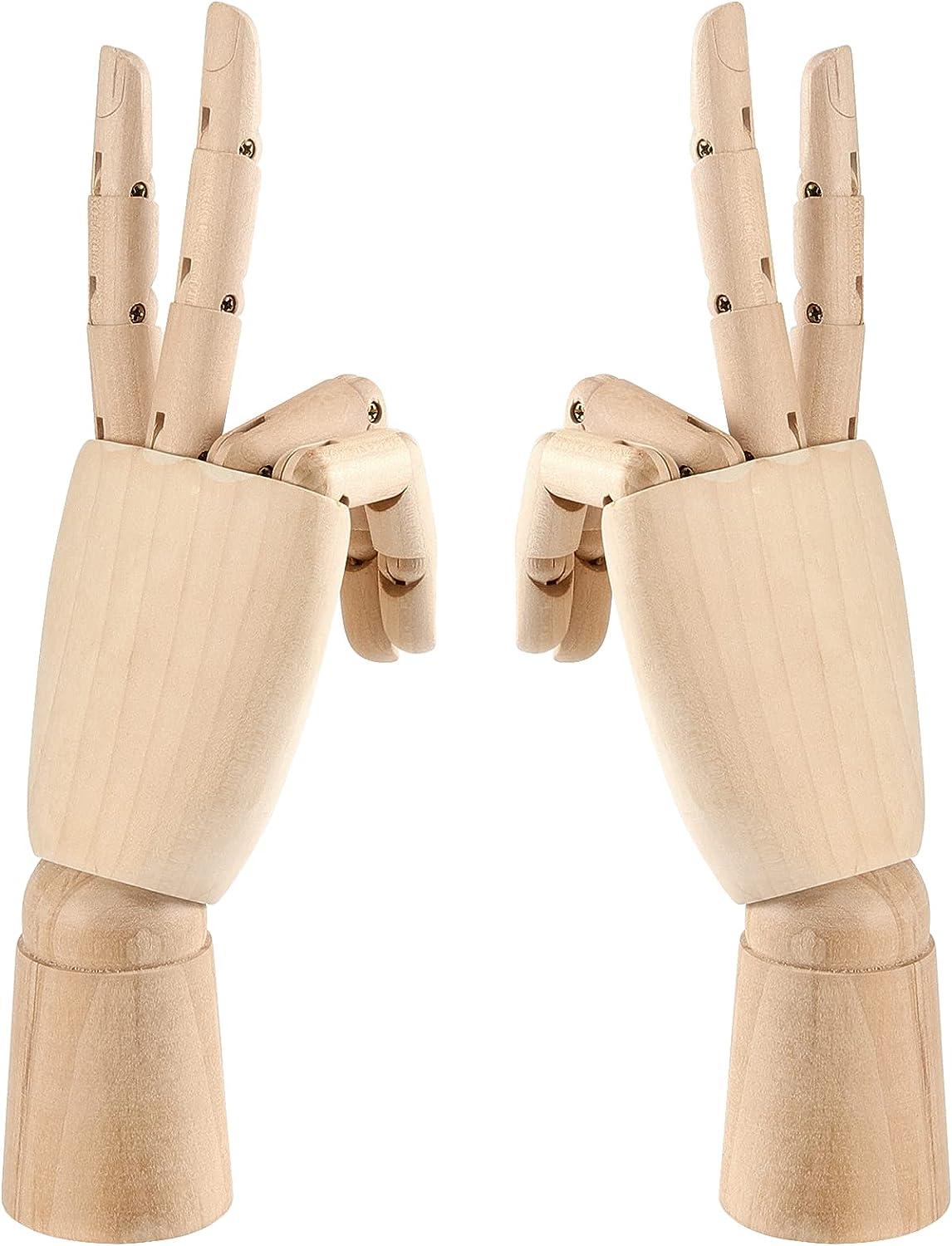 JOIKIT 2 Pack 10 Wood Art Mannequin Hand - Left & Right Wooden Manikin ...
