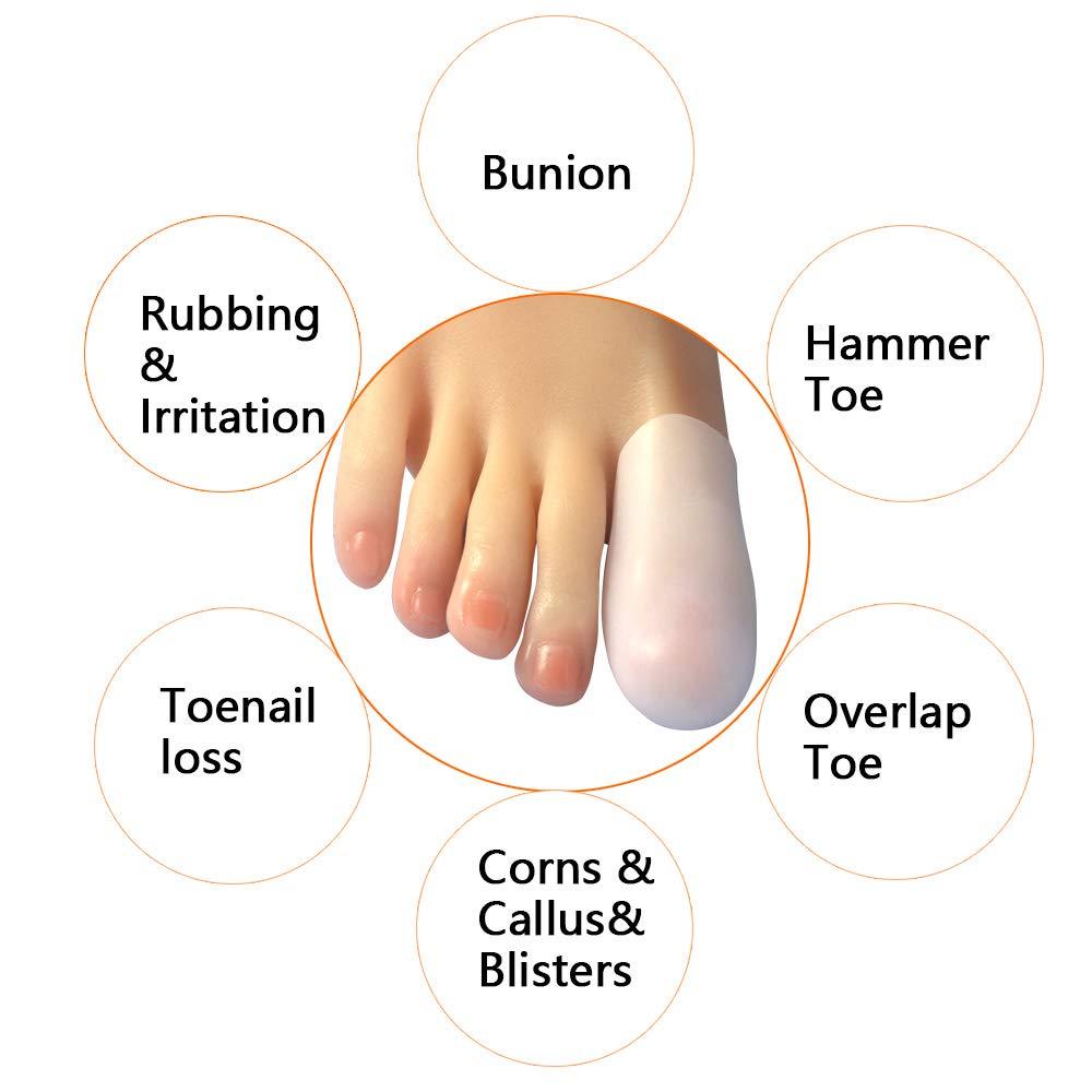 Hoogoo Big Toe Caps 10 Pack - Gel Toe Sleeves for Big Toe - Silicone ...