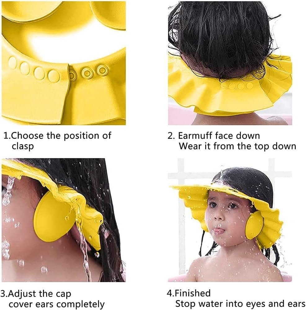 Adjustable Kid Shampoo Cap with Ear Protection - Baby Shower Hat for ...