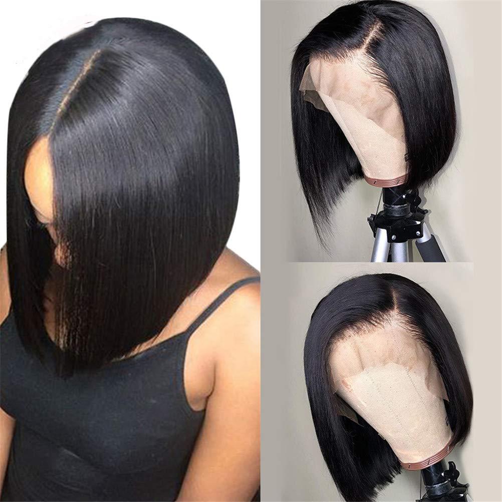 150% Density Brazilian Straight Front Lace Wig - 16 Inch Bob with Real ...
