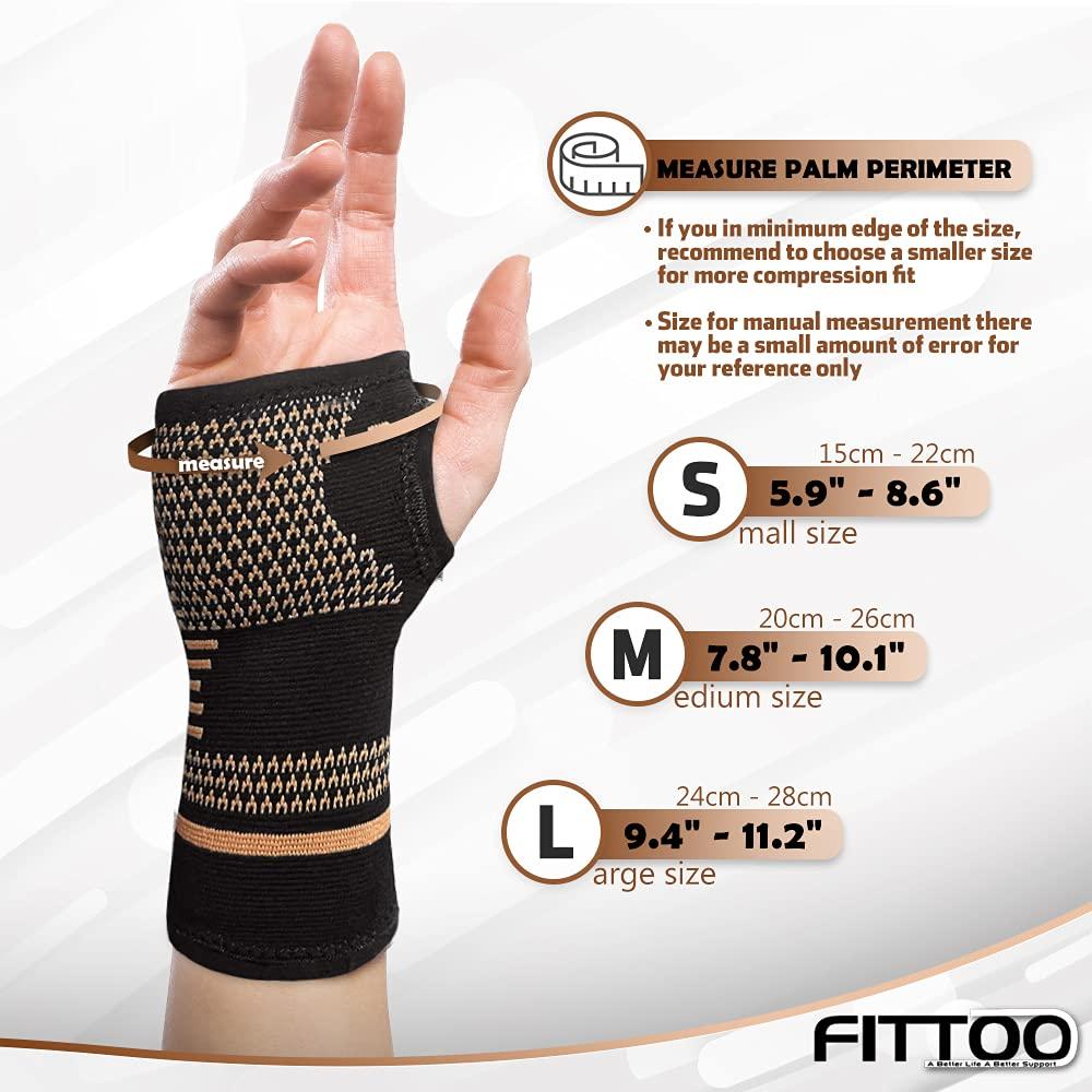 FITTOO Copper Wrist Compression Sleeve - Improve Circulation & Relieve ...