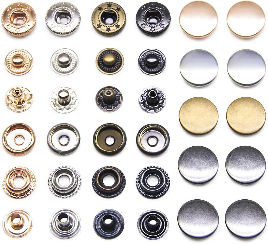 120 Set Leather Snap Fasteners Kit with 4 Setter Tools - 10/12.5/15mm ...