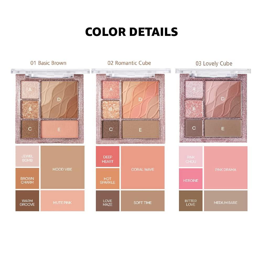 COLORGRAM Multi Cube Palette 5 Colors - 01 Basic Cube | Daily Makeup ...
