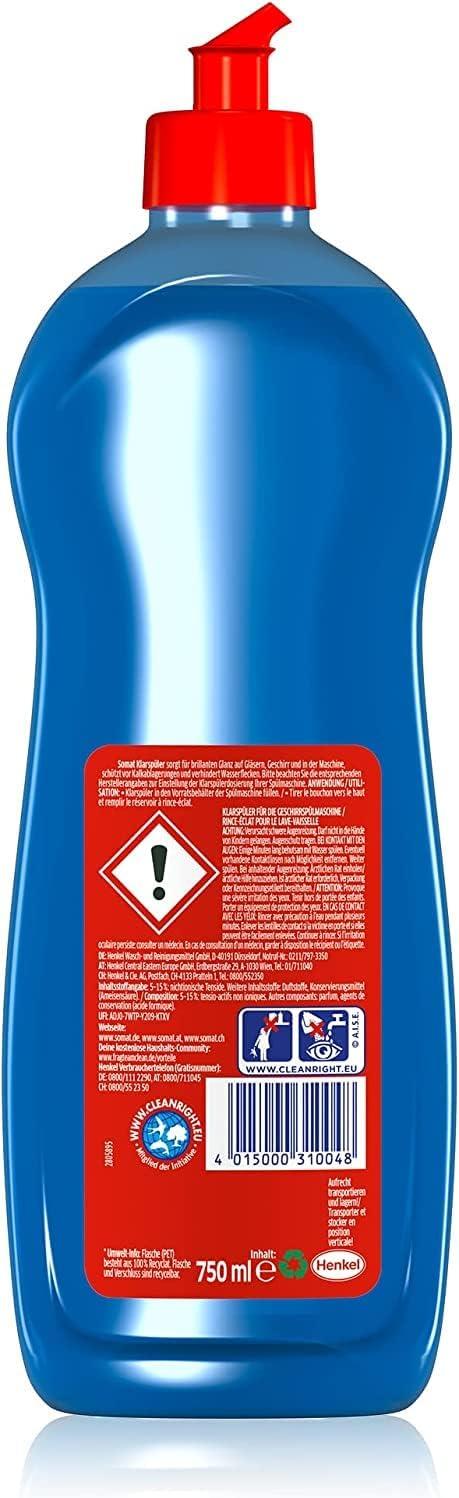 SOMAT Rinse Aid 750 ml - Extra Dry Dishwasher Rinse Aid for Glossy ...