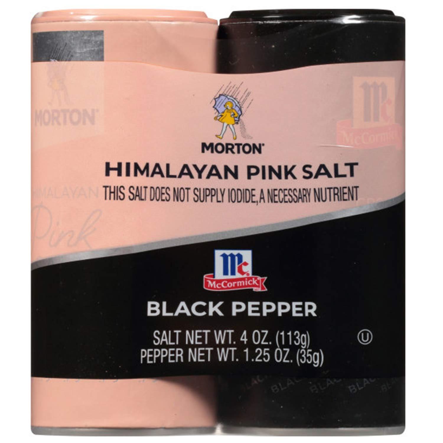 Morton All-Natural Himalayan Pink Salt & McCormick Pepper Shaker Set ...