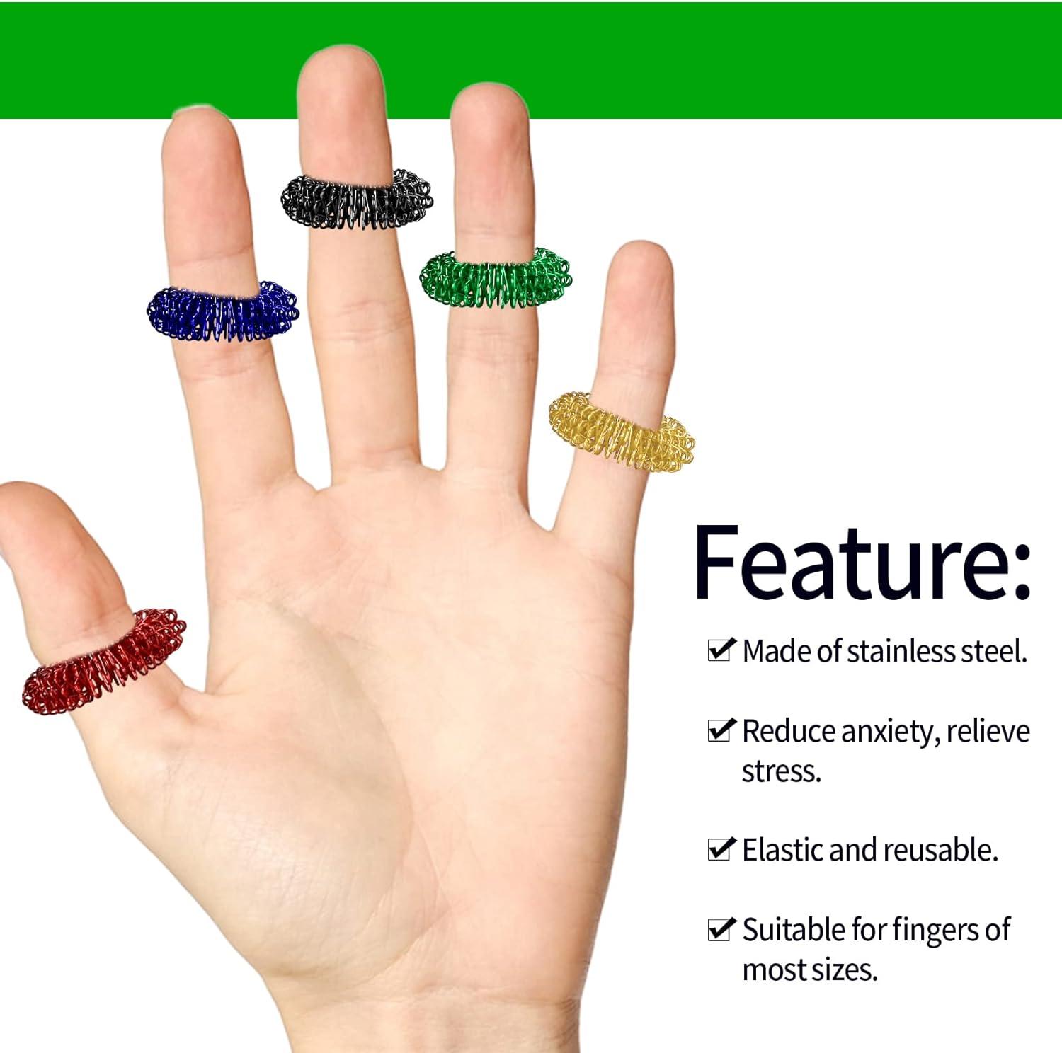 24 Pcs Acupressure Rings - Noiseless Sensory Finger Massage Rings for ...