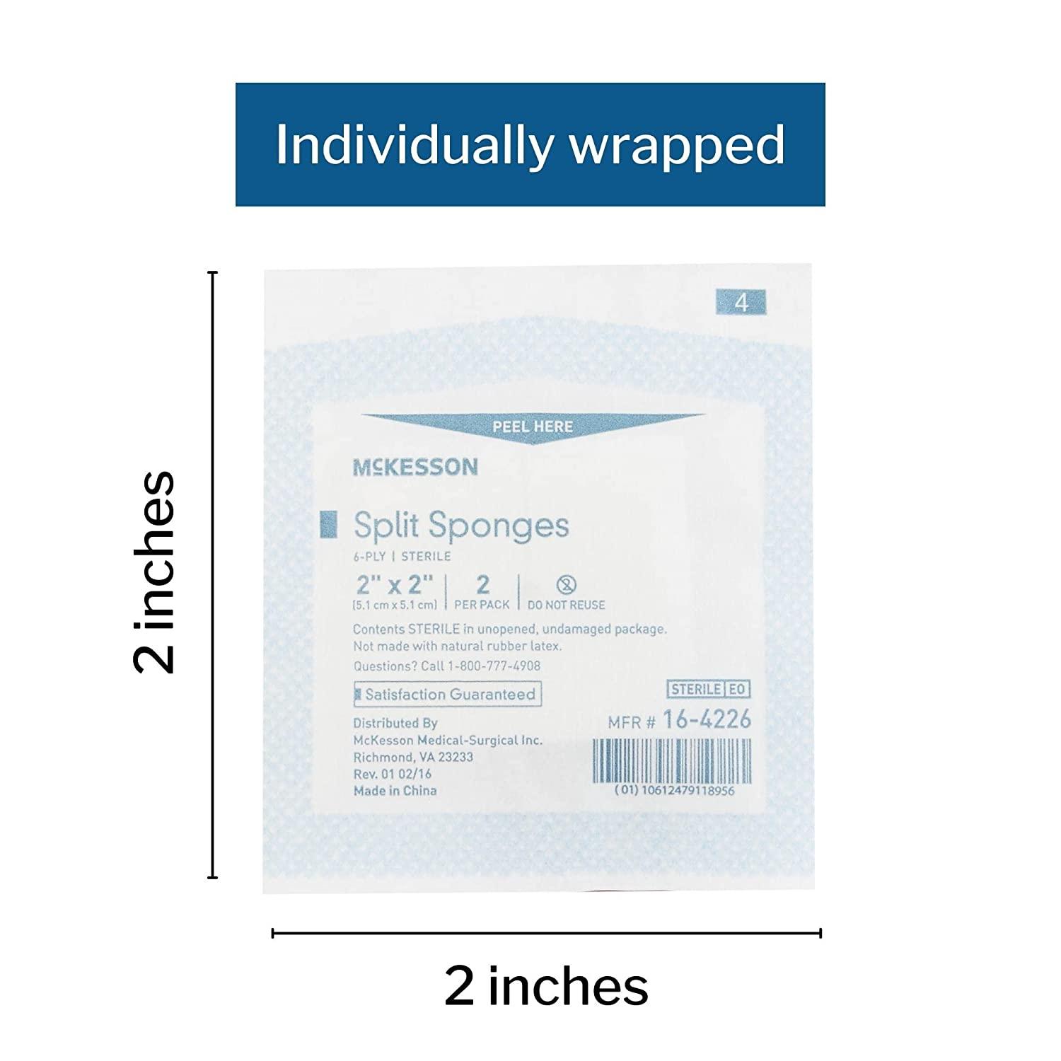 McKesson Sterile Split Sponges 100% Cotton 2x2 Inch, 70 Count | Buy Now ...