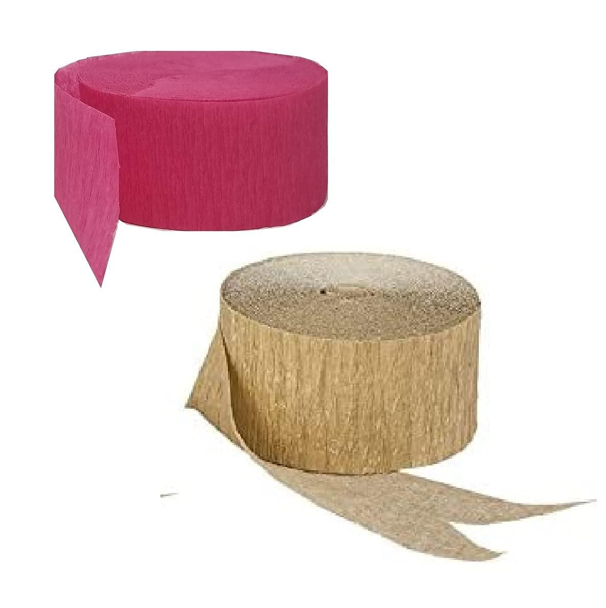 Pink Crepe Paper Streamers (Hot Pink + Dark Metallic Gold 1 Roll Each ...